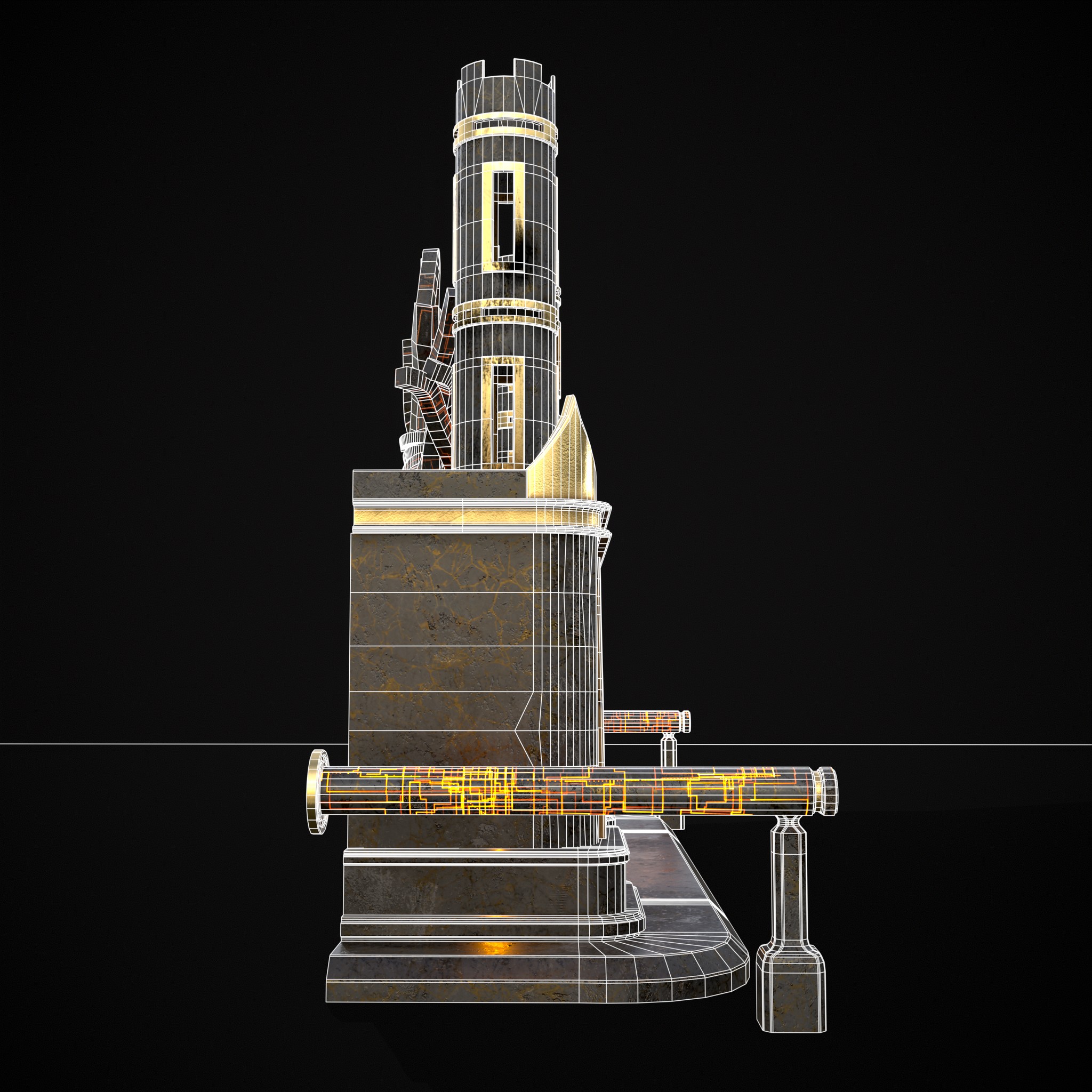 Dark Sci-Fi Fire Pit 3D Model by Get Dead Entertainment