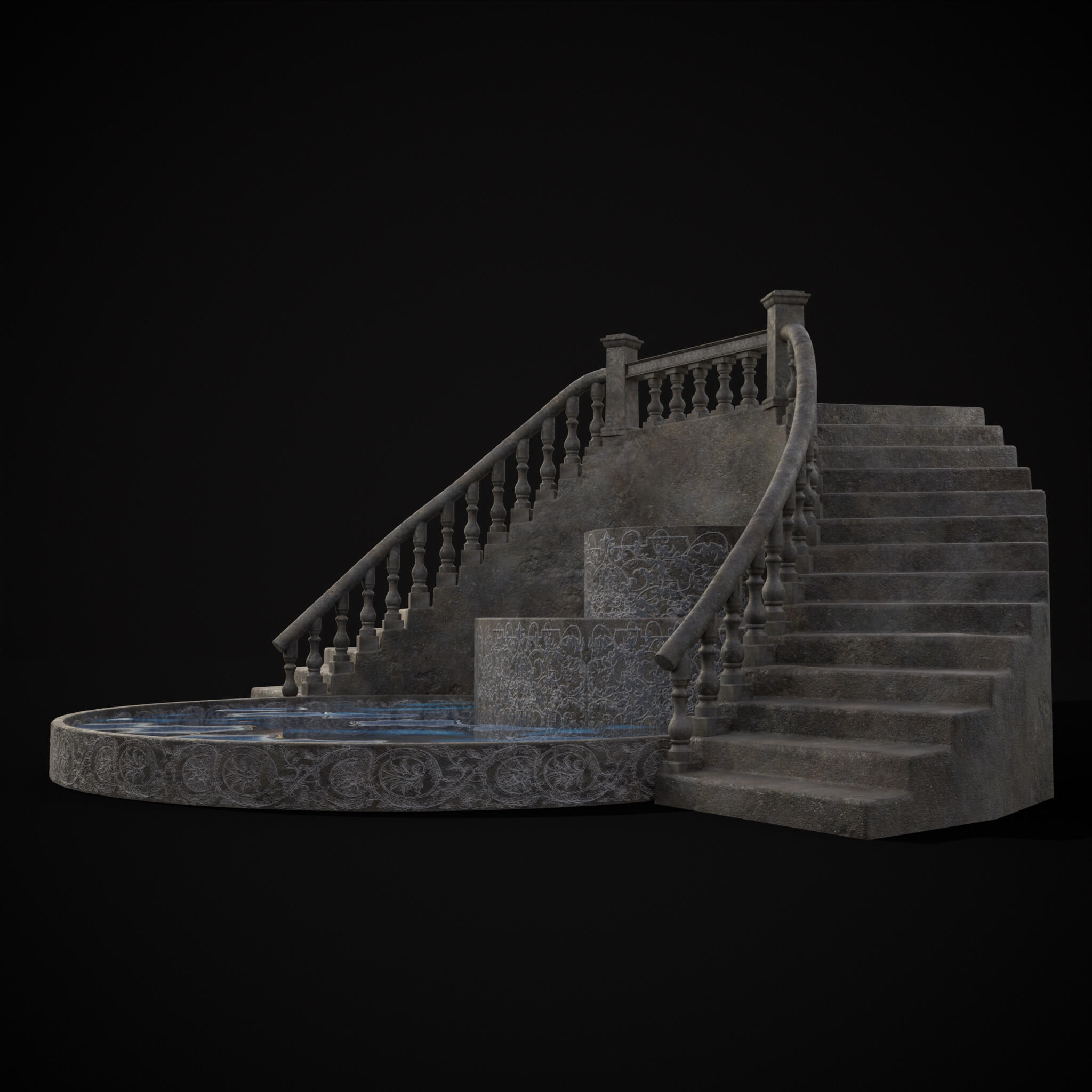 Double Stair Case Fountain - 3D Model by Get Dead Entertainment