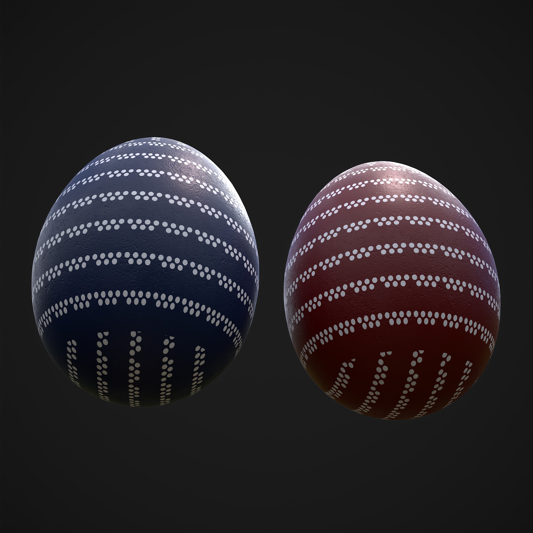 Easter Eggs 2 Striped Spots - 3D Model by Get Dead Entertainment