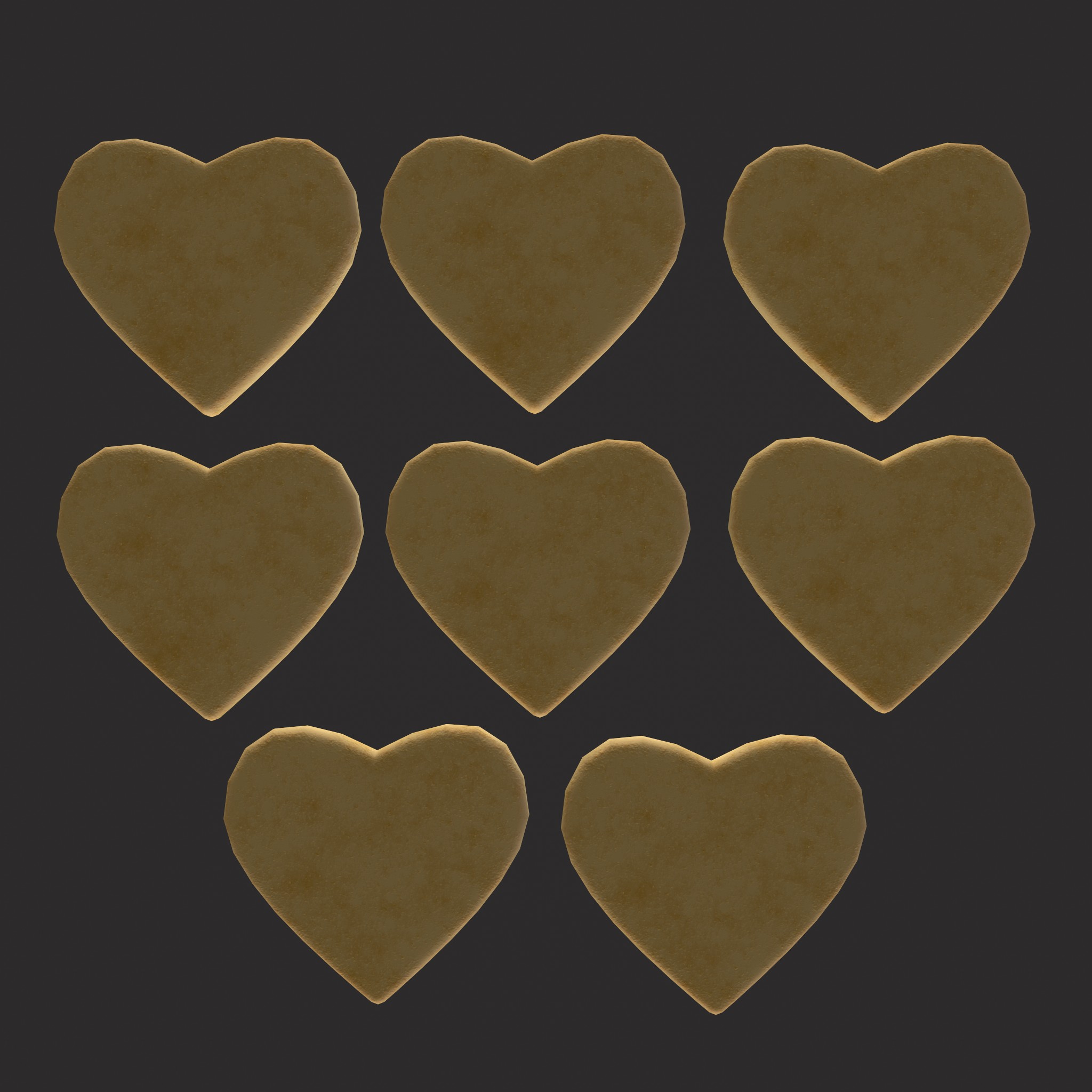 Eight Variety Heart Cookies - Free 3D Model by Get Dead Entertainment