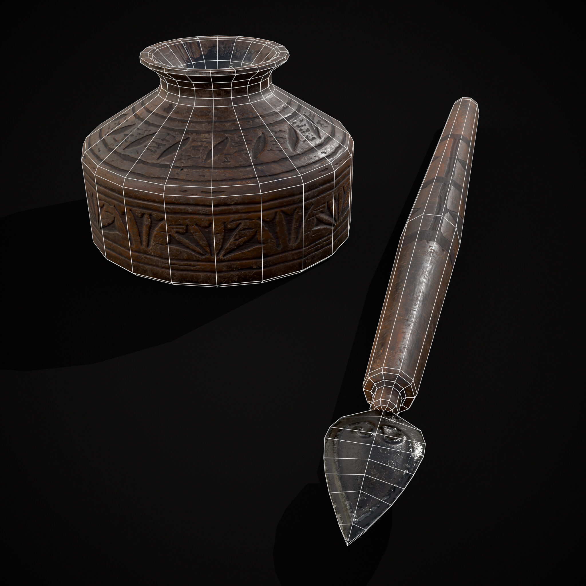 Elegant Wooden Inkpot Pen - 3D Model by Get Dead Entertainment