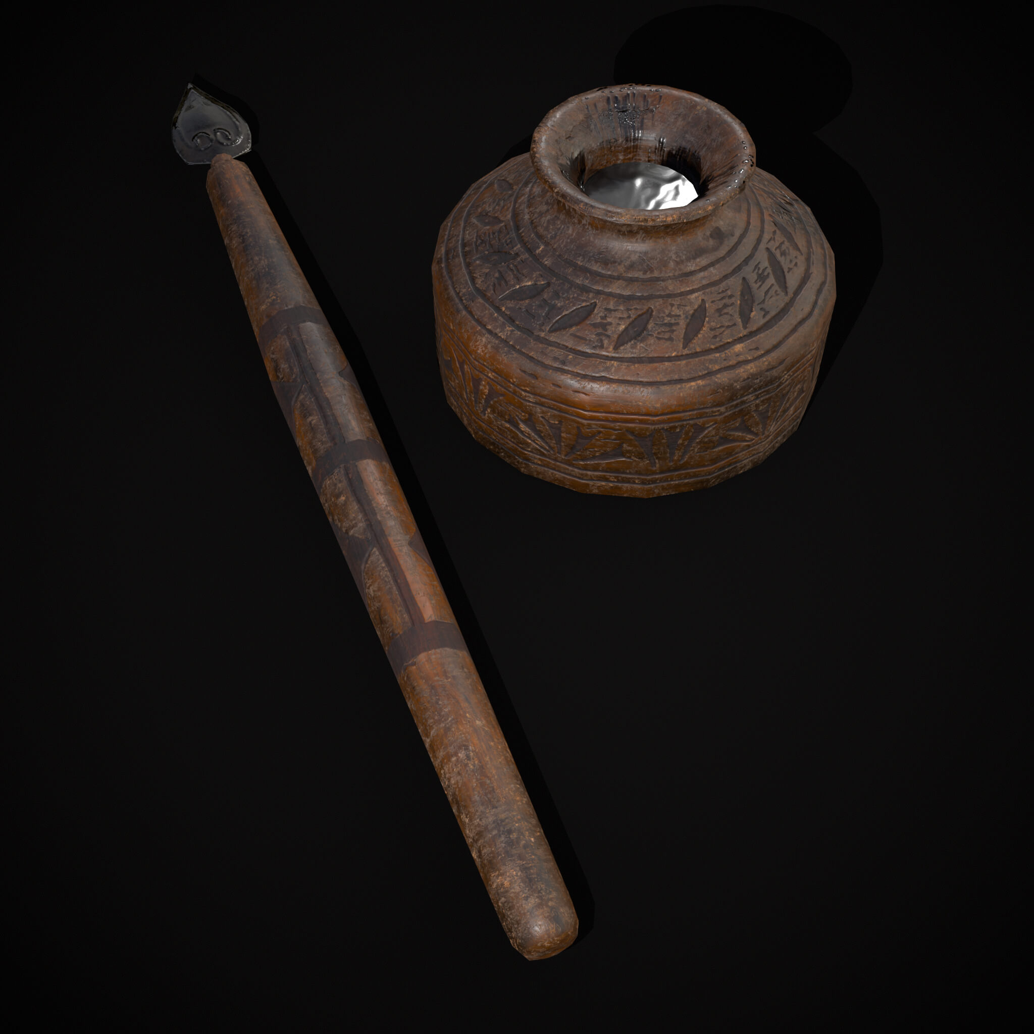 Elegant Wooden Inkpot Pen - 3D Model by Get Dead Entertainment