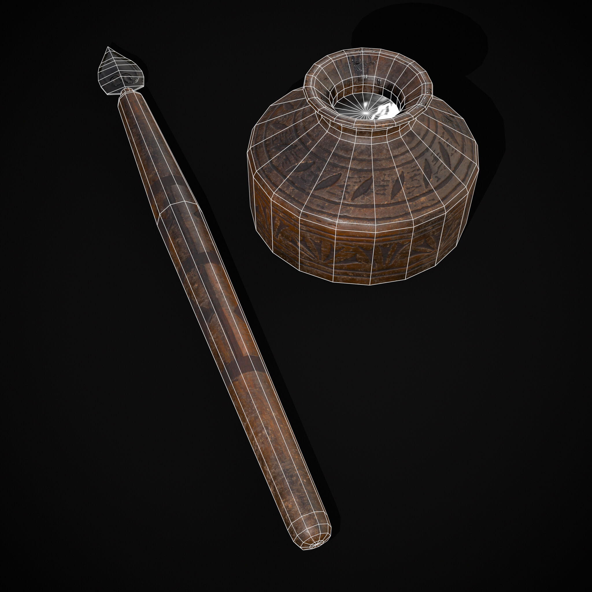 Elegant Wooden Inkpot Pen - 3D Model by Get Dead Entertainment