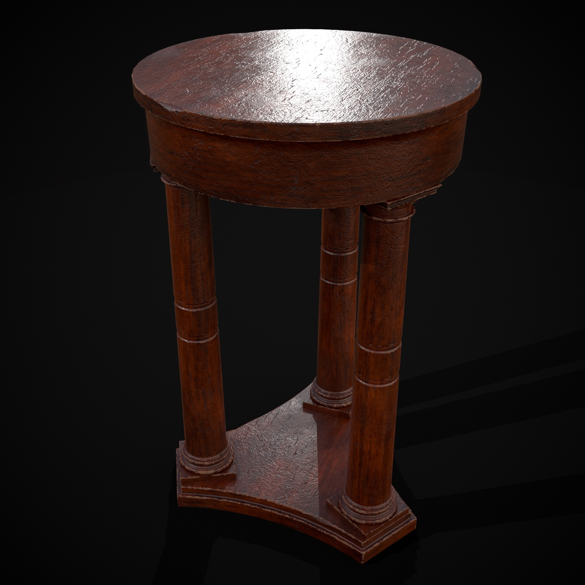 Elegant Wooden Three Leg End Table - 3D Model by Get Dead Entertainment