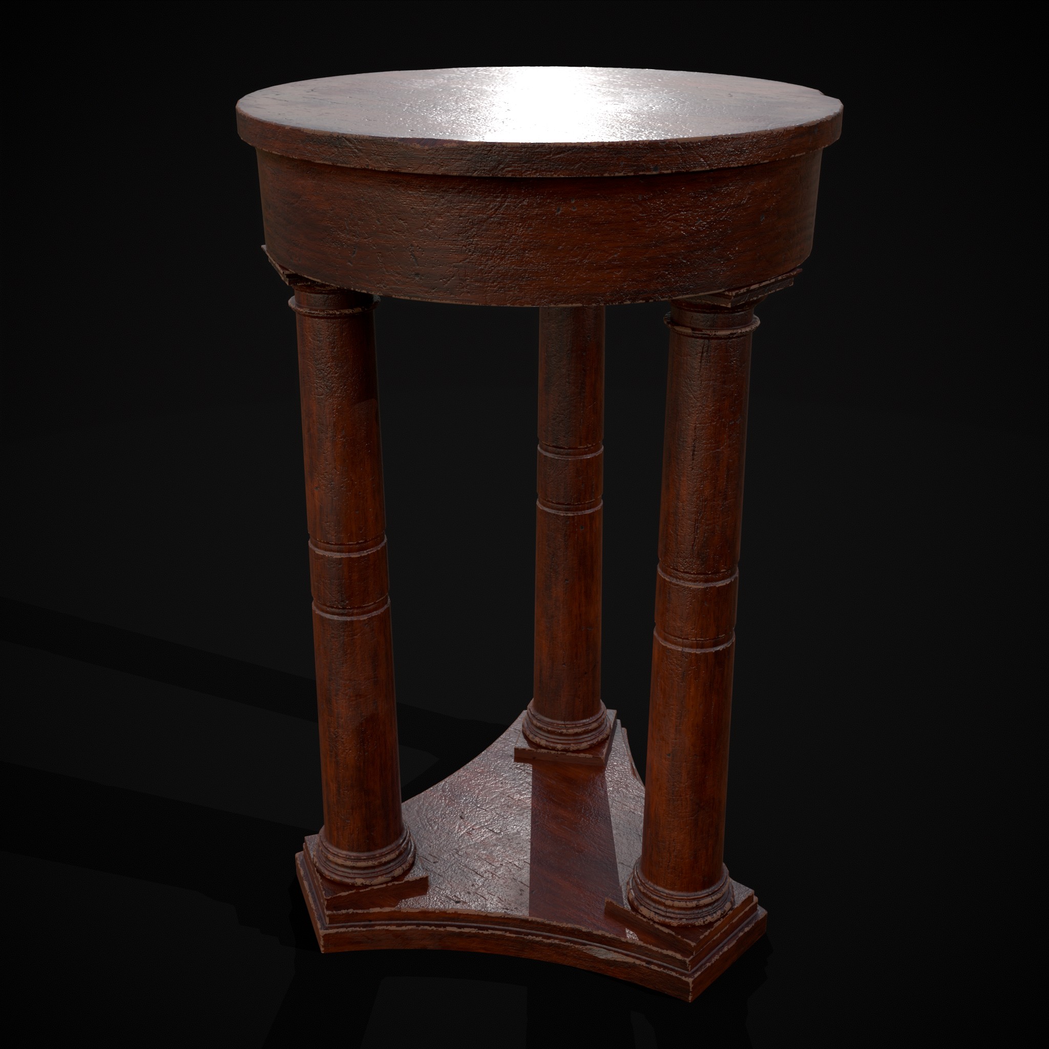 Elegant Wooden Three Leg End Table - 3D Model by Get Dead Entertainment