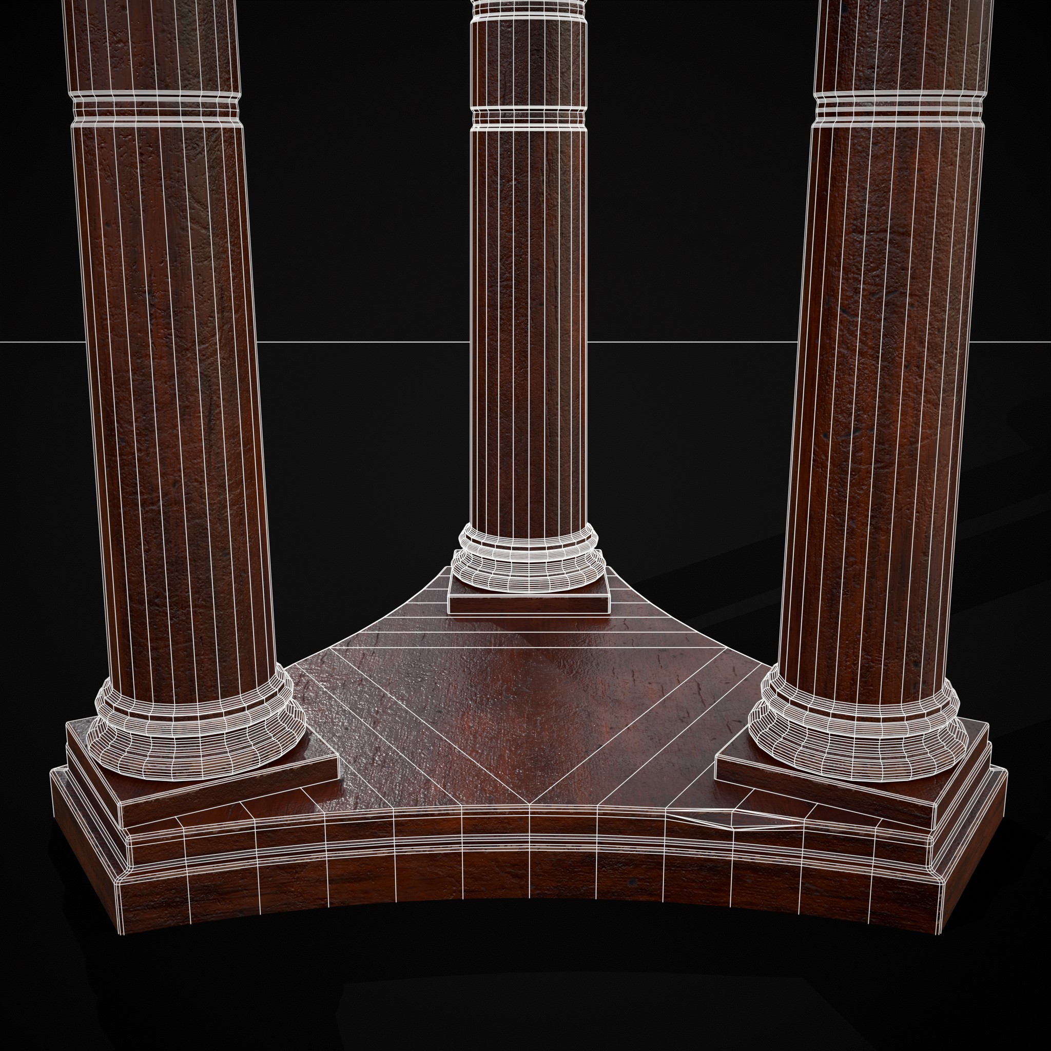 Elegant Wooden Three Leg End Table - 3D Model by Get Dead Entertainment