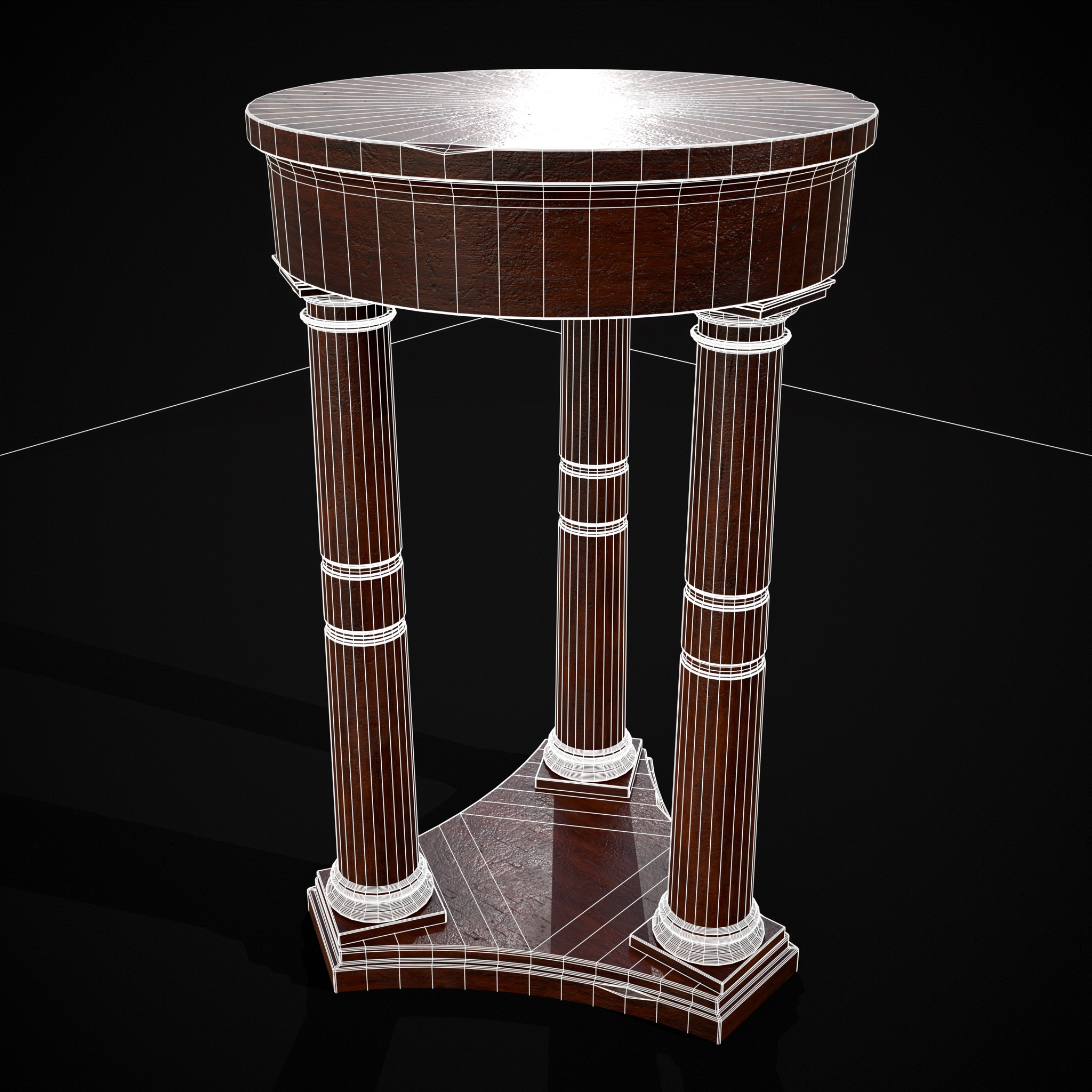 Elegant Wooden Three Leg End Table - 3D Model by Get Dead Entertainment