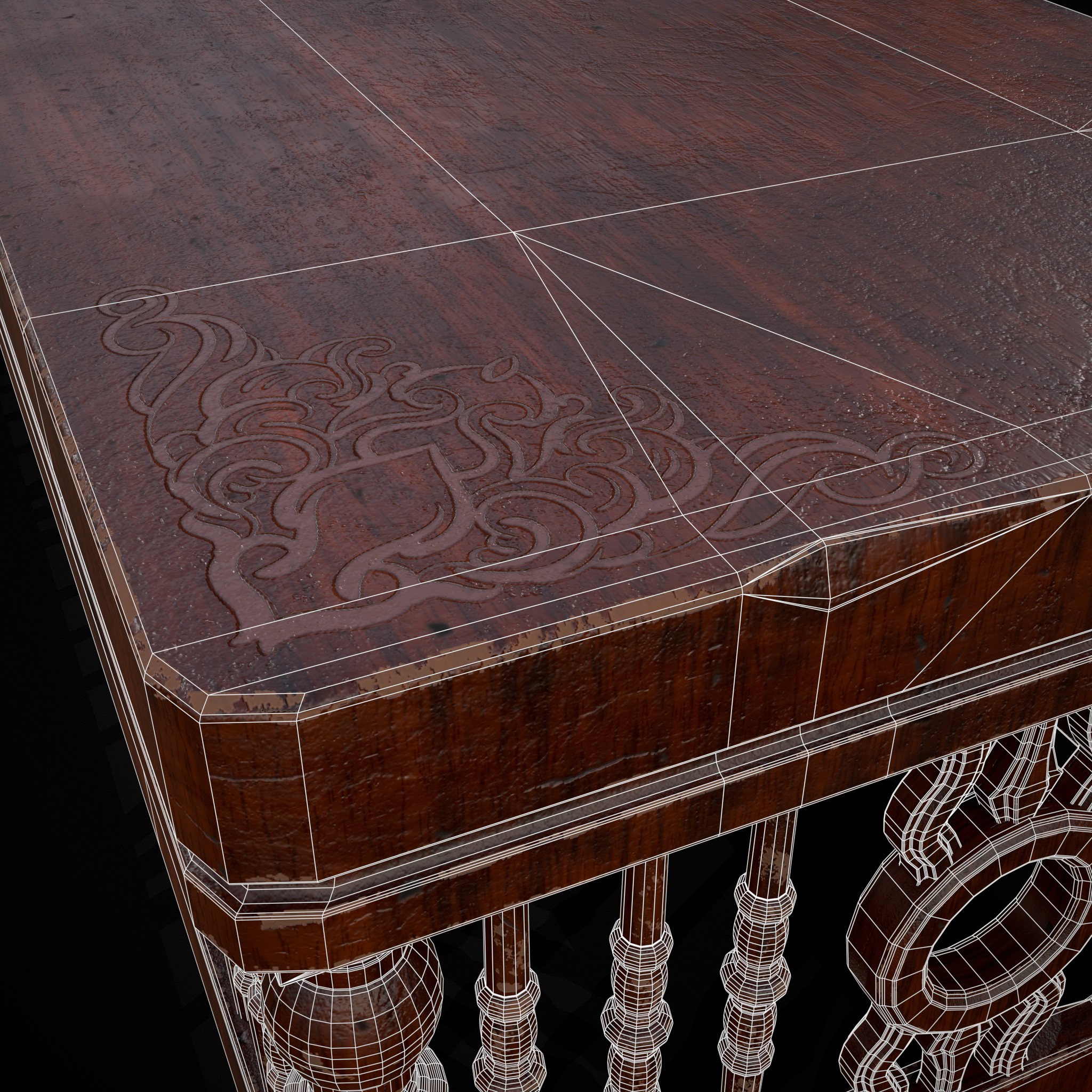 Elegant Wooden Traditional Coffee Table - 3D Model by Get Dead ...