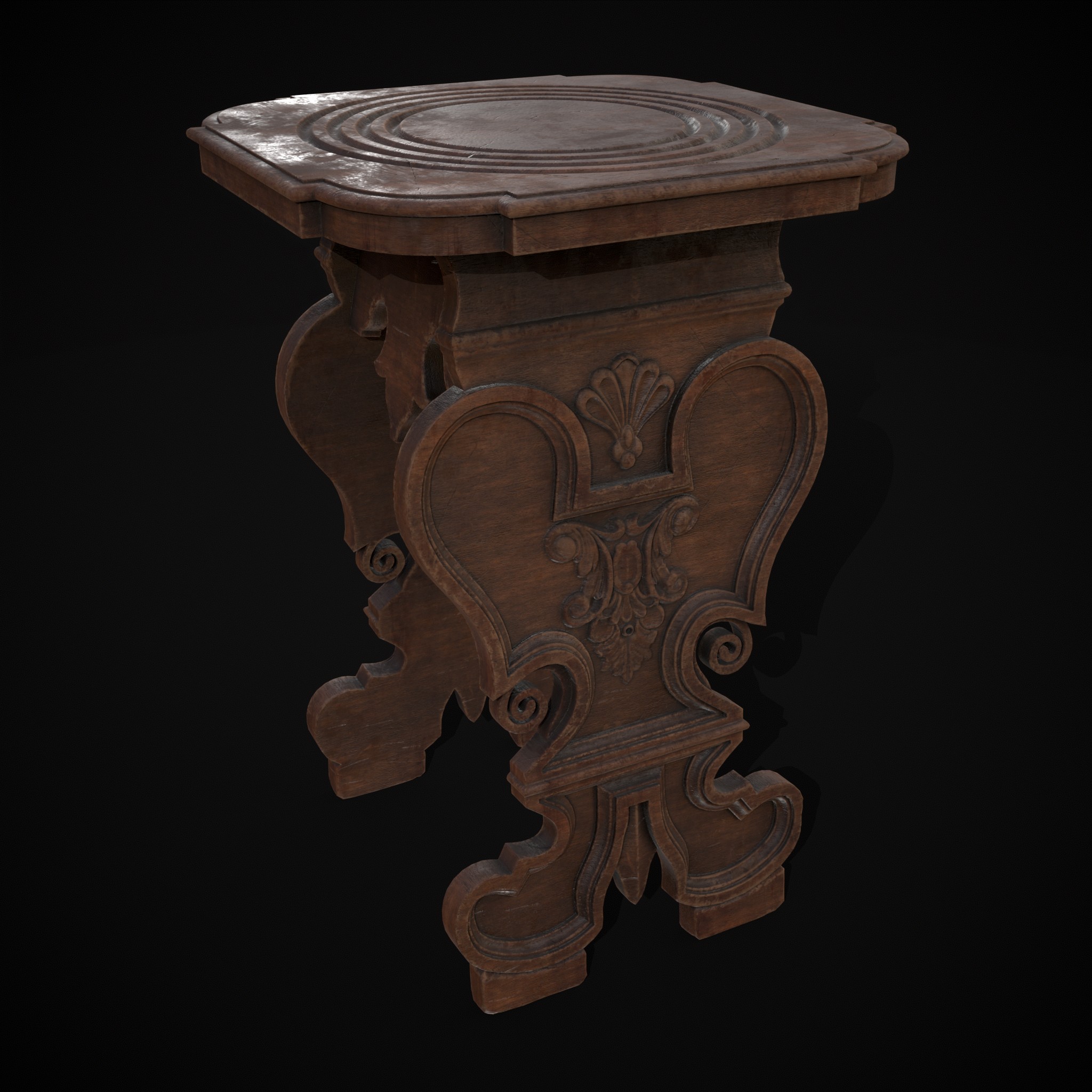 Exquisite Mahogany Carved Stool - 3D Model by Get Dead Entertainment
