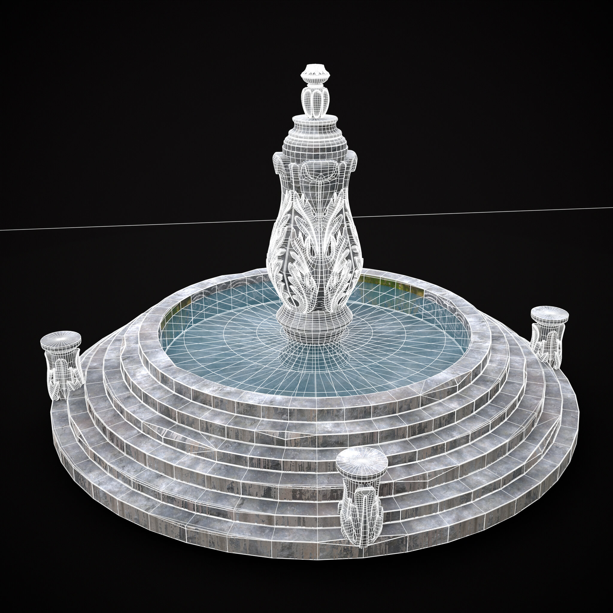 Floral Water Fountain - 3D Model by Get Dead Entertainment