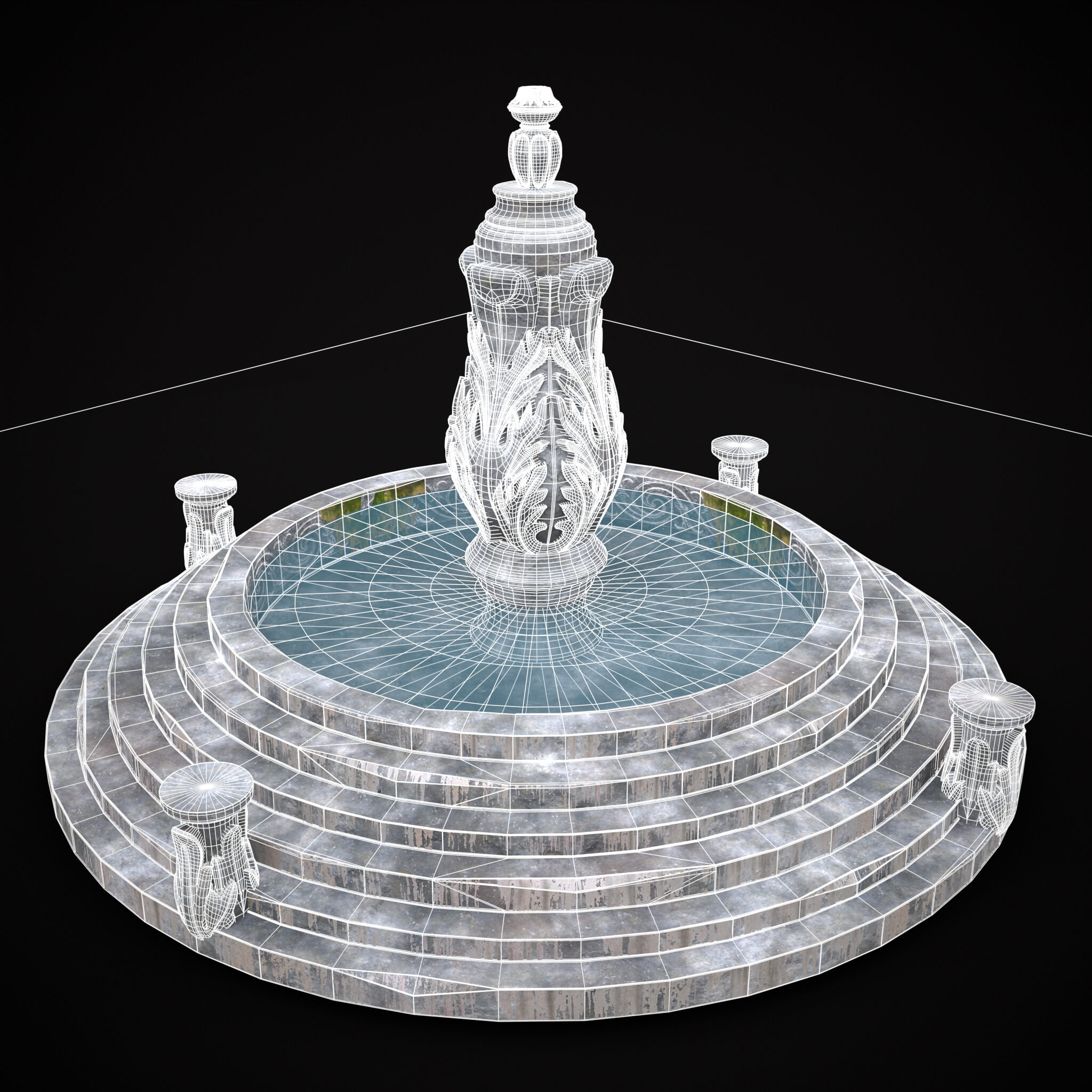Floral Water Fountain - 3D Model by Get Dead Entertainment