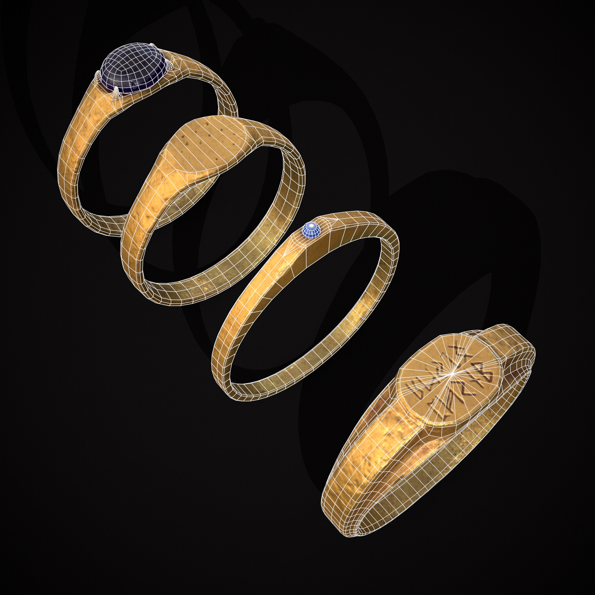 Four Medieval Rings - 3D Model by Get Dead Entertainment