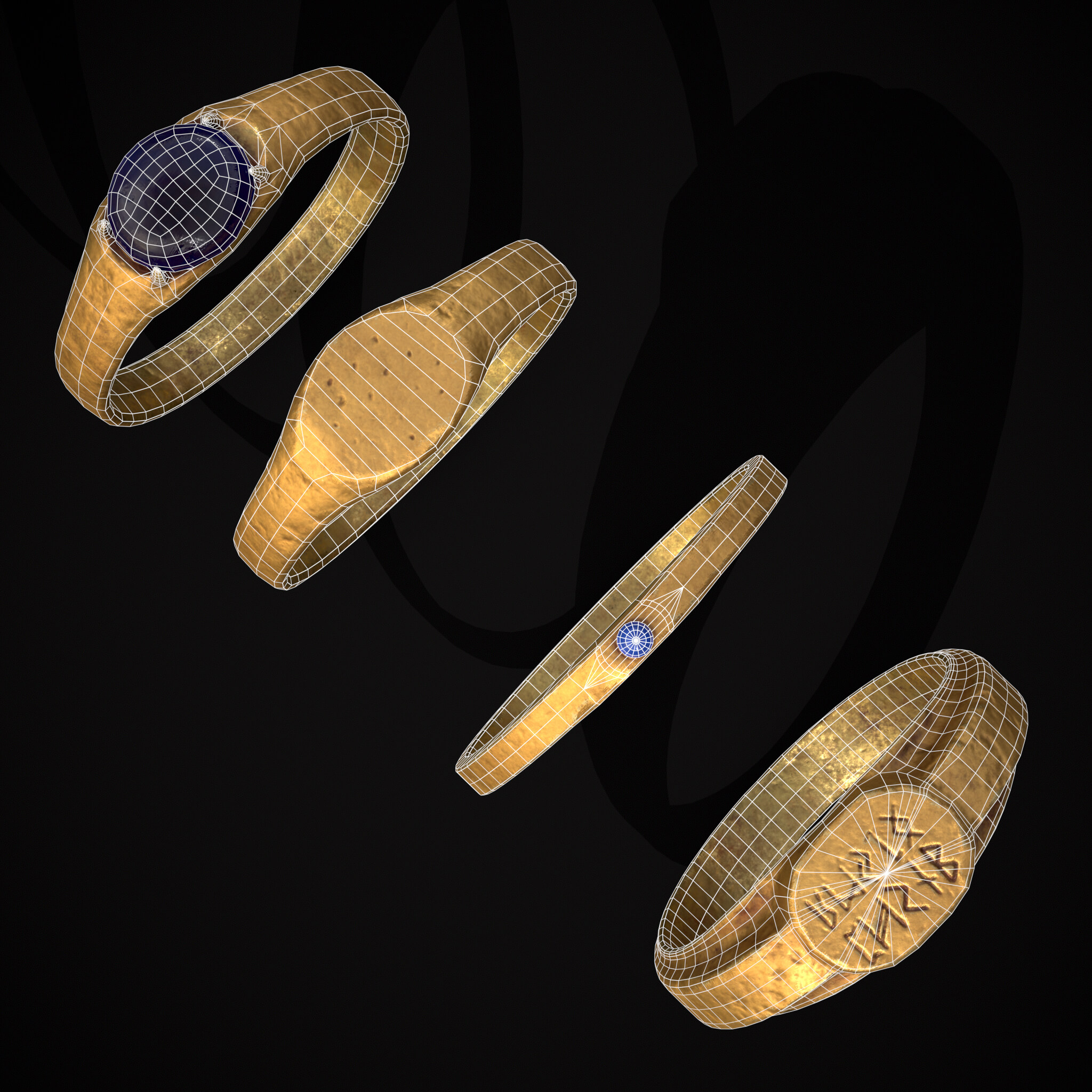 Four Medieval Rings - 3D Model by Get Dead Entertainment