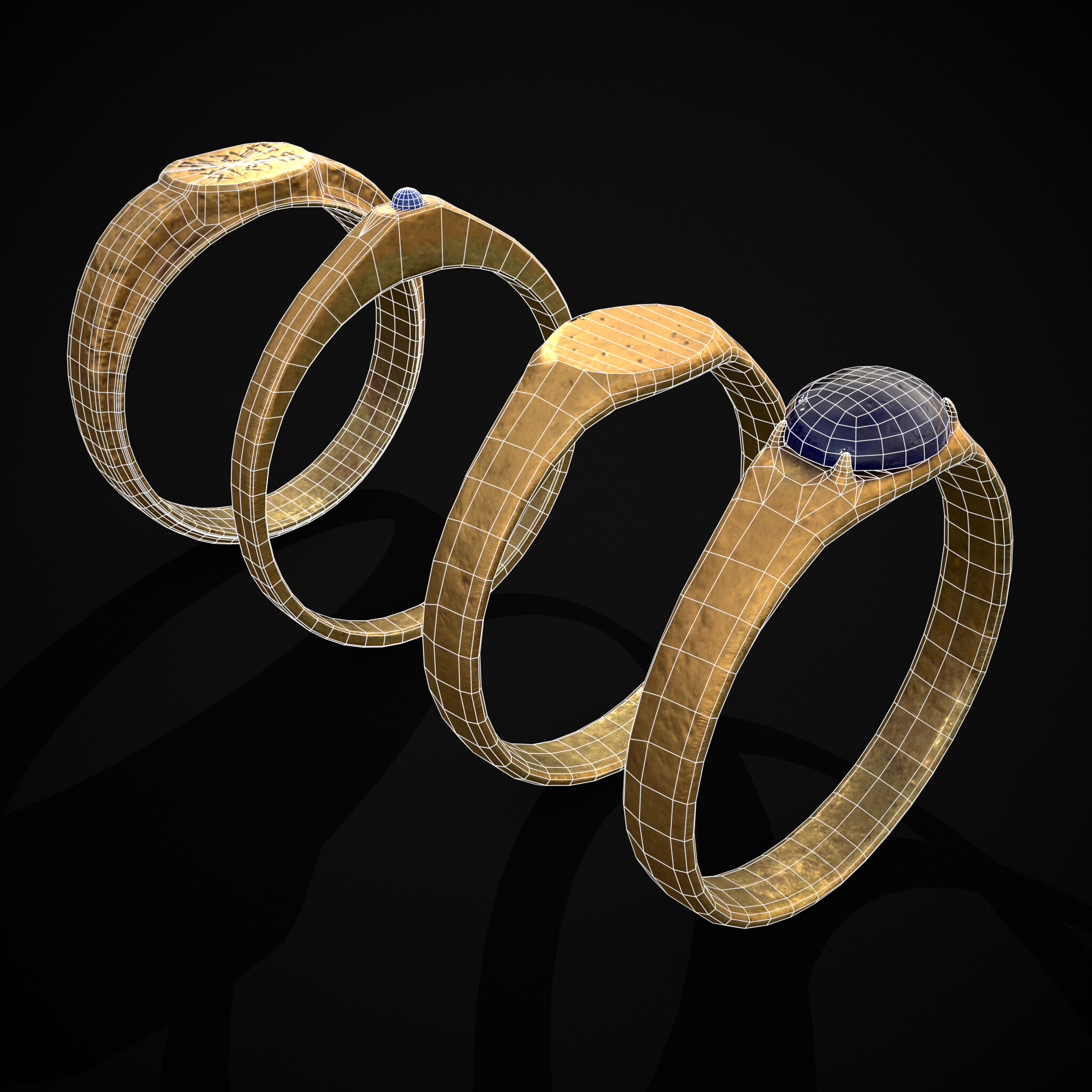 Four Medieval Rings - 3D Model by Get Dead Entertainment