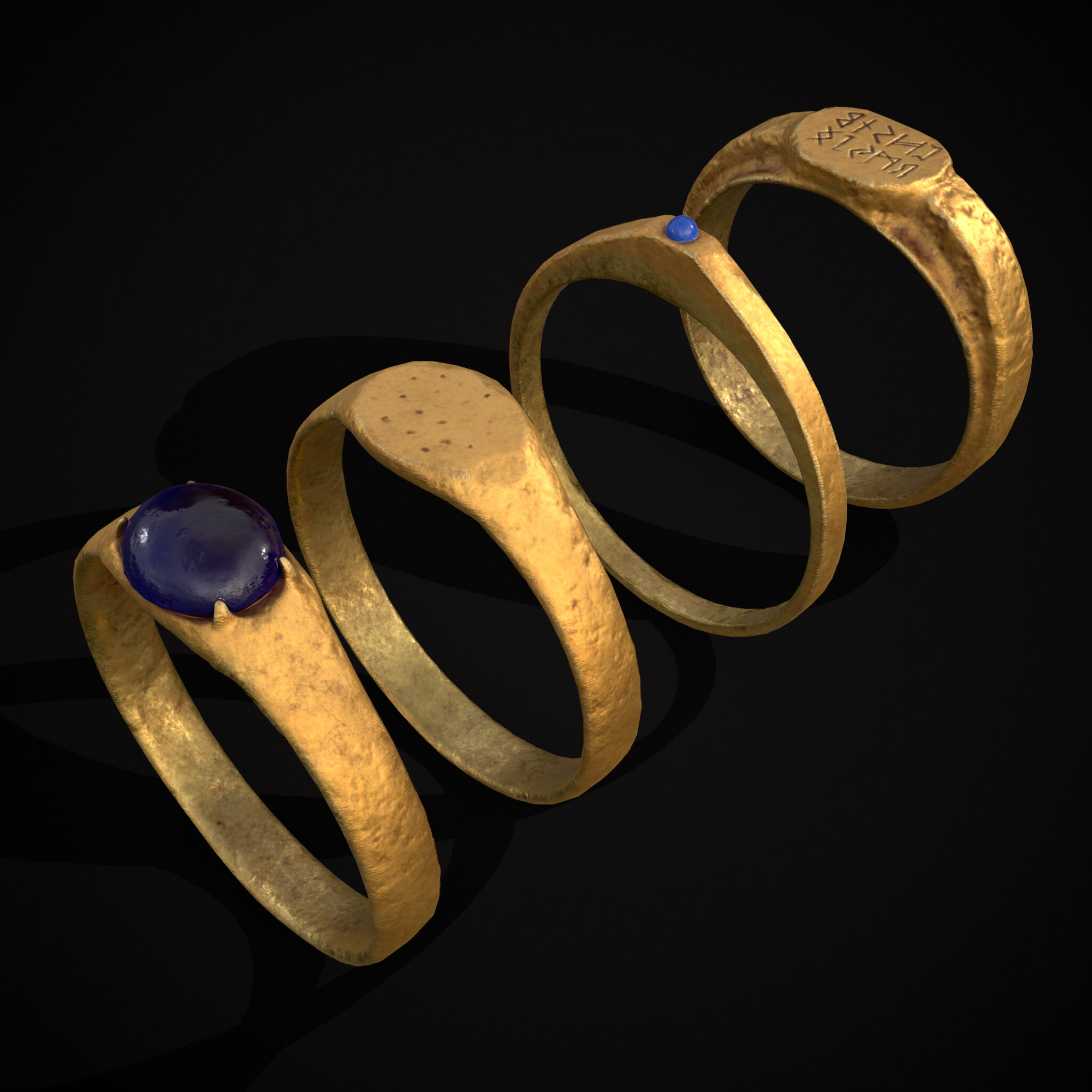 Four Medieval Rings - 3D Model by Get Dead Entertainment