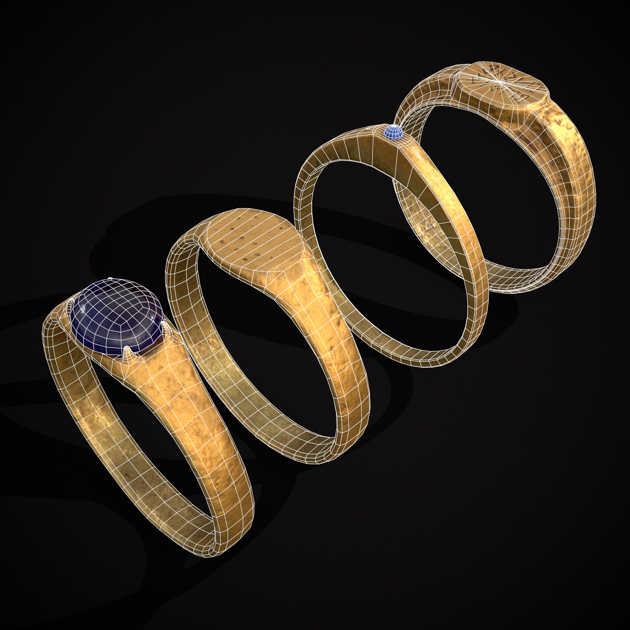 Four Medieval Rings - 3D Model by Get Dead Entertainment
