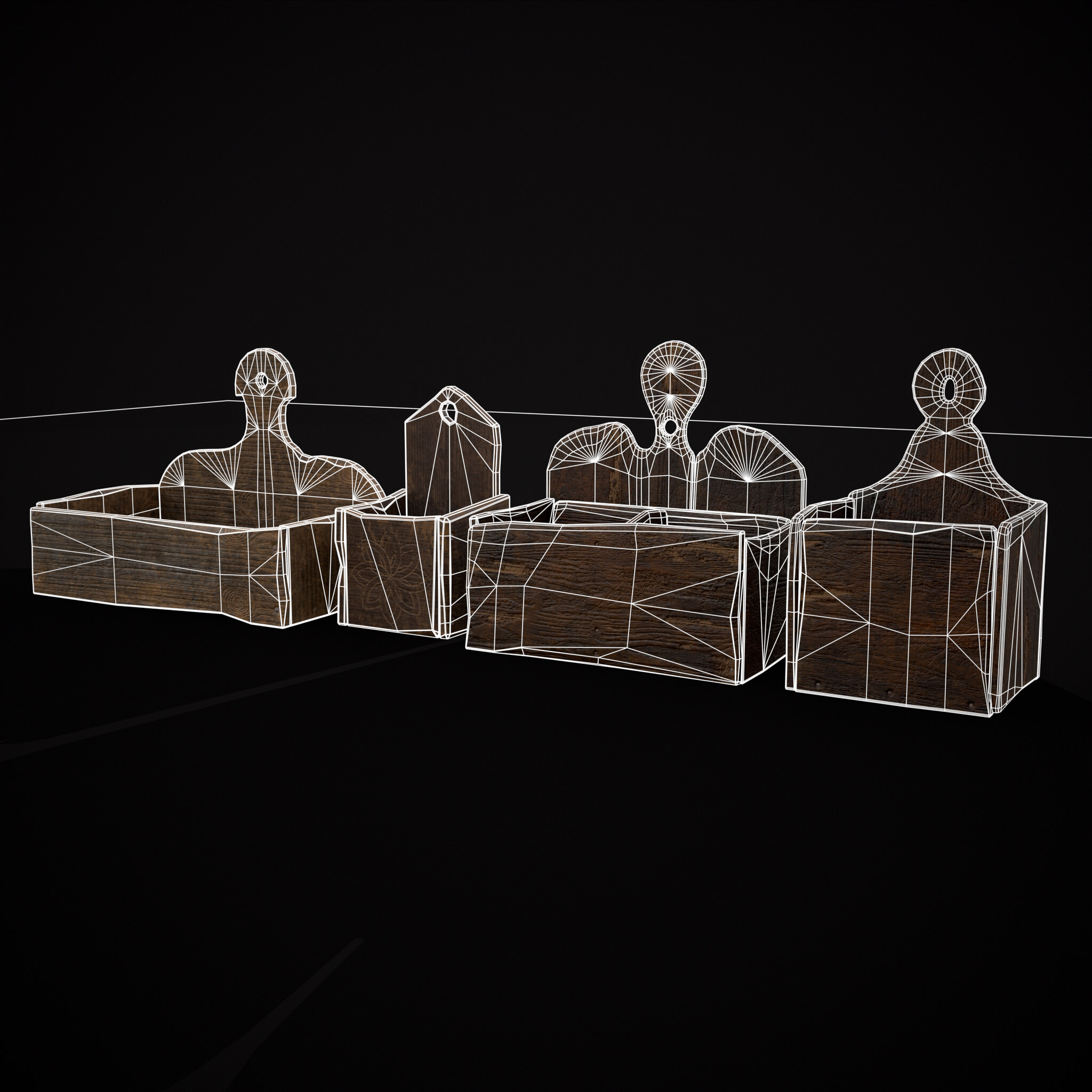 Four Rustic Medieval Crates - 3D Model by Get Dead Entertainment