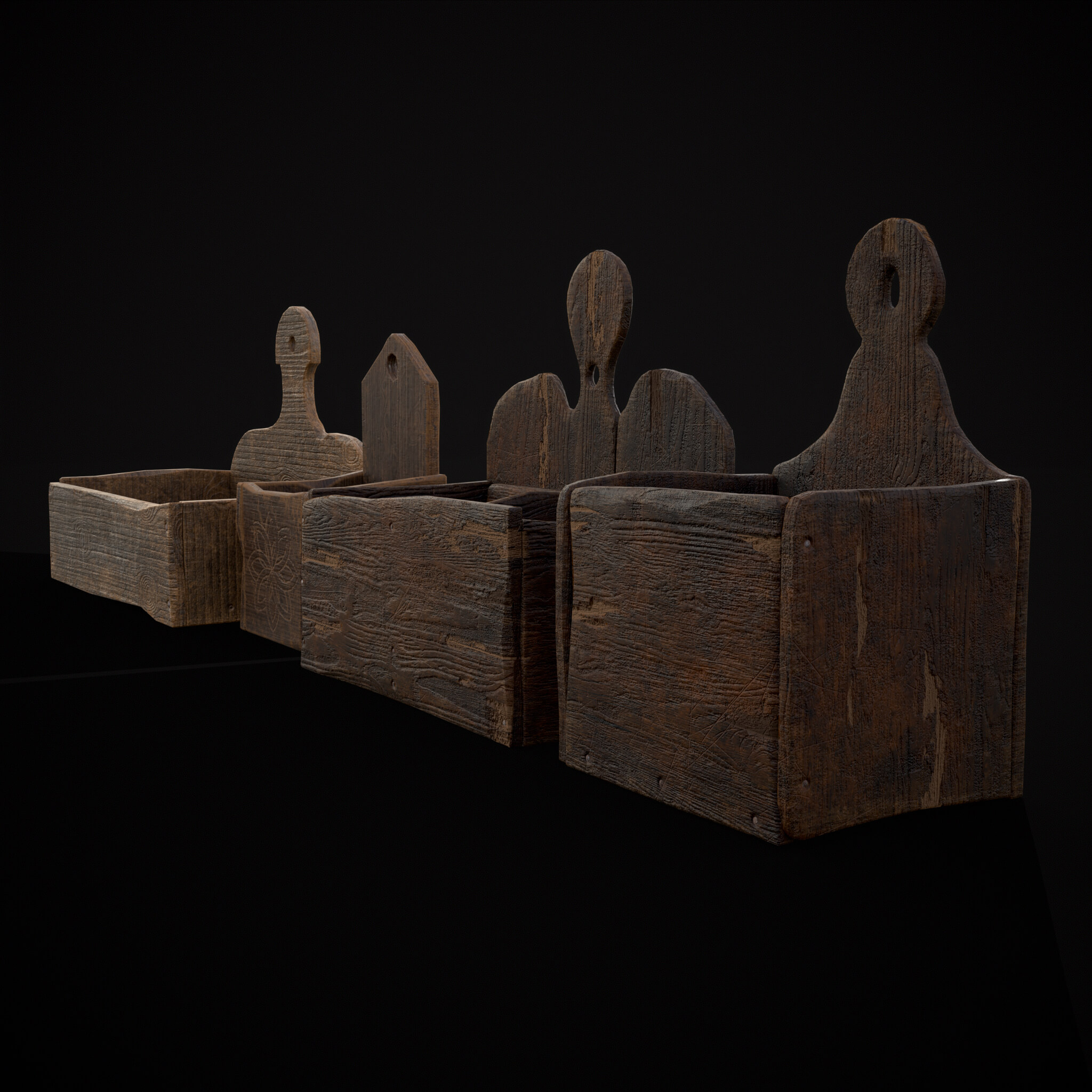 Four Rustic Medieval Crates - 3D Model by Get Dead Entertainment