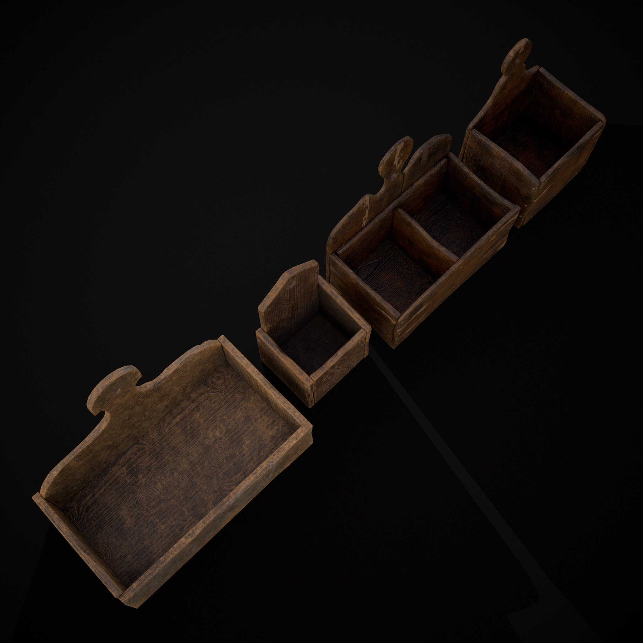 Four Rustic Medieval Crates - 3D Model by Get Dead Entertainment