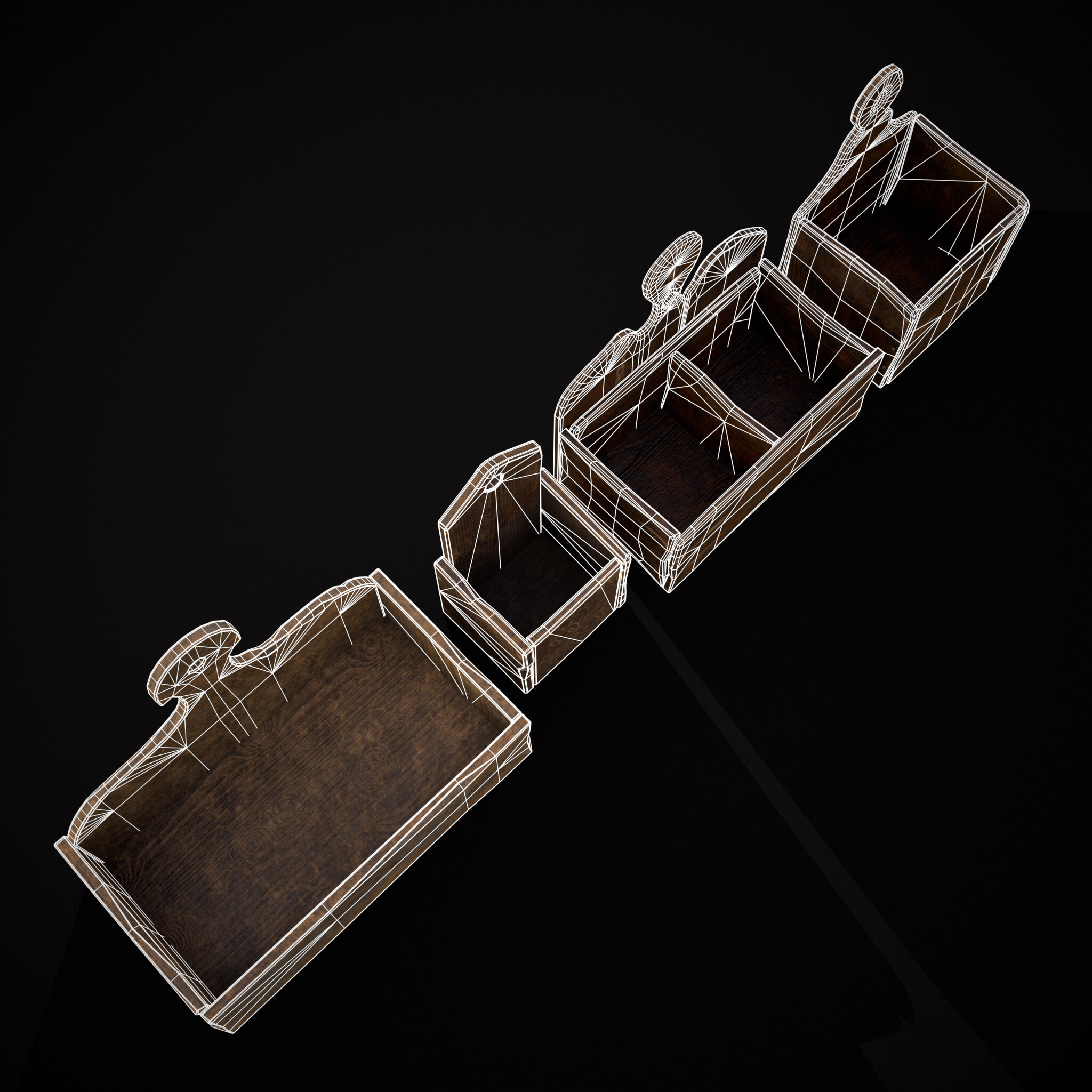 Four Rustic Medieval Crates - 3D Model by Get Dead Entertainment