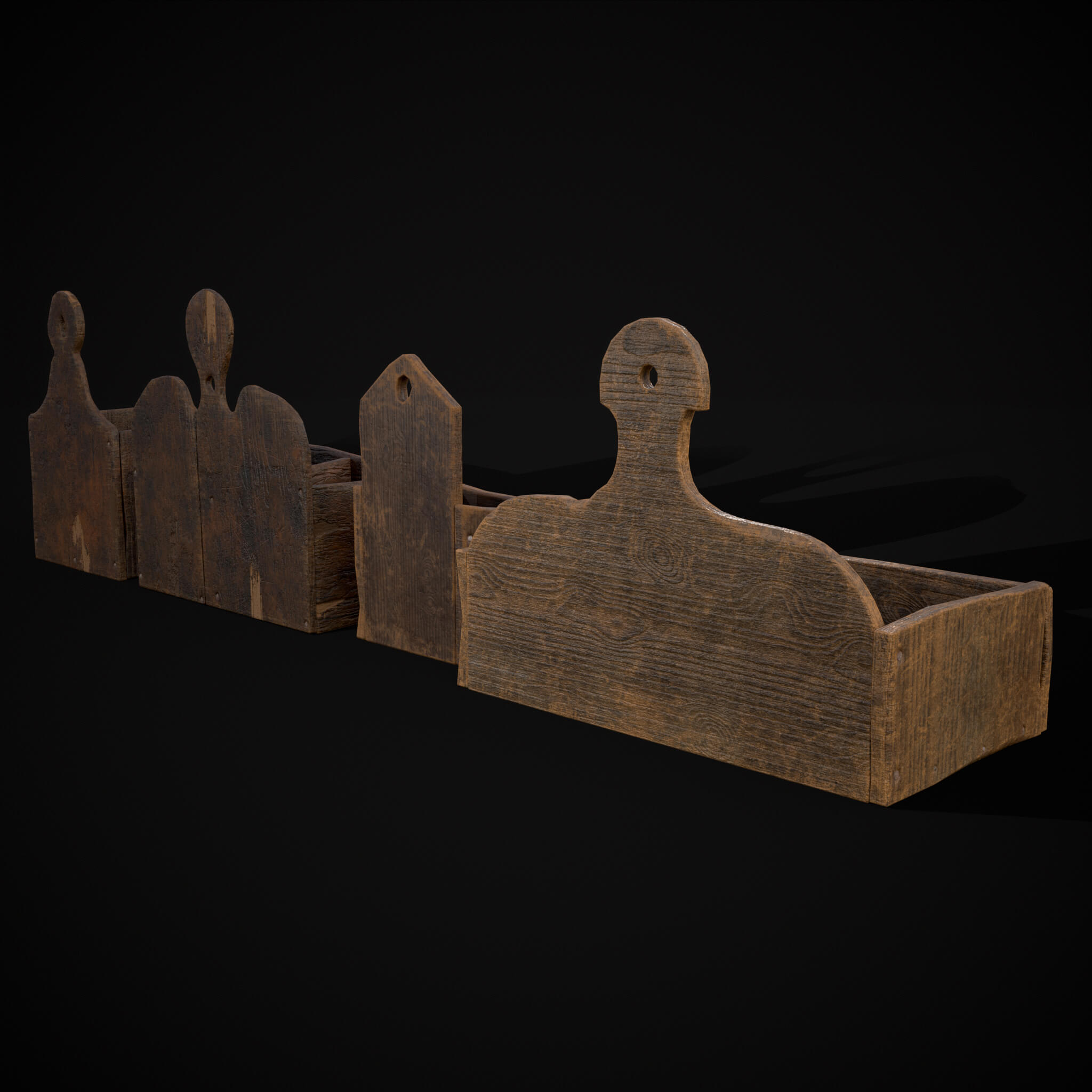 Four Rustic Medieval Crates - 3D Model by Get Dead Entertainment