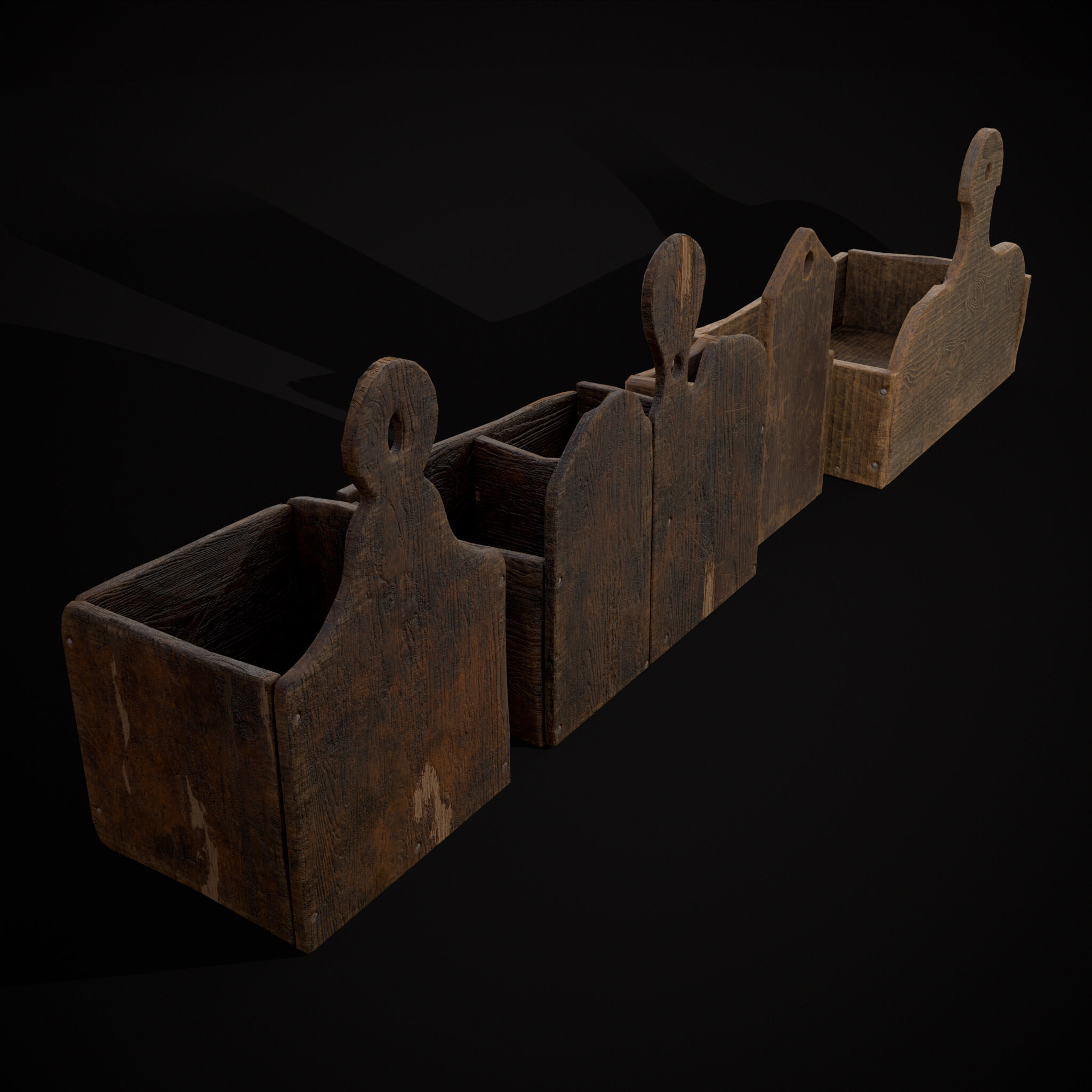 Four Rustic Medieval Crates - 3D Model by Get Dead Entertainment