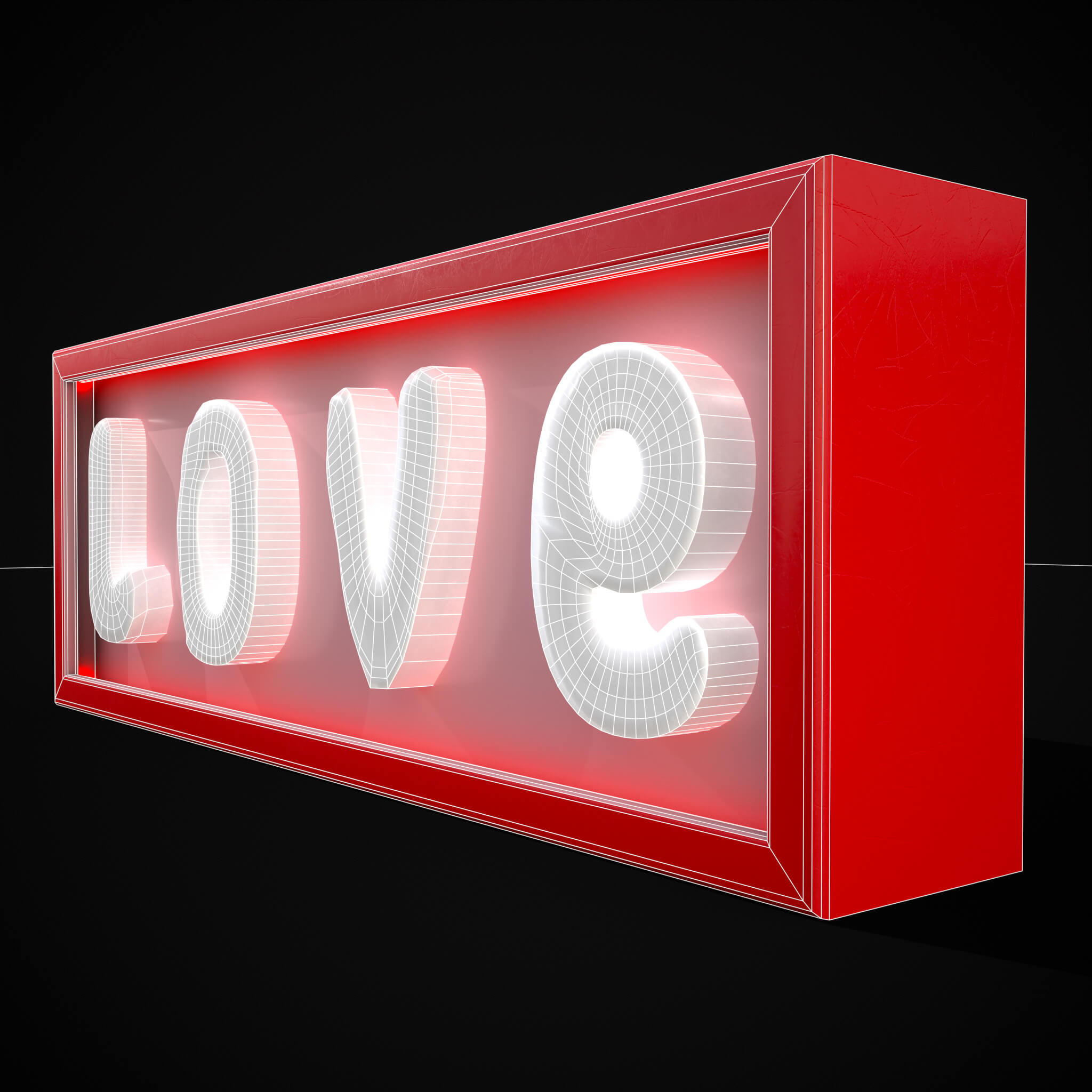 Glowing Wooden Love Sign - 3D Model by Get Dead Entertainment