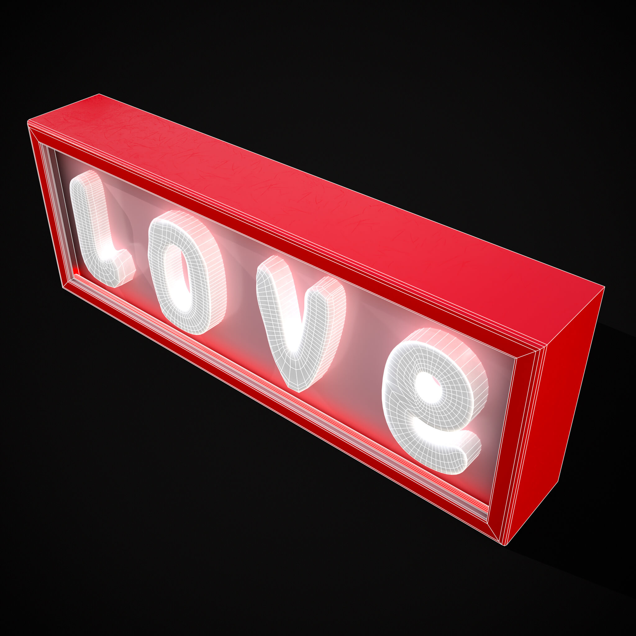 Glowing Wooden Love Sign - 3D Model by Get Dead Entertainment