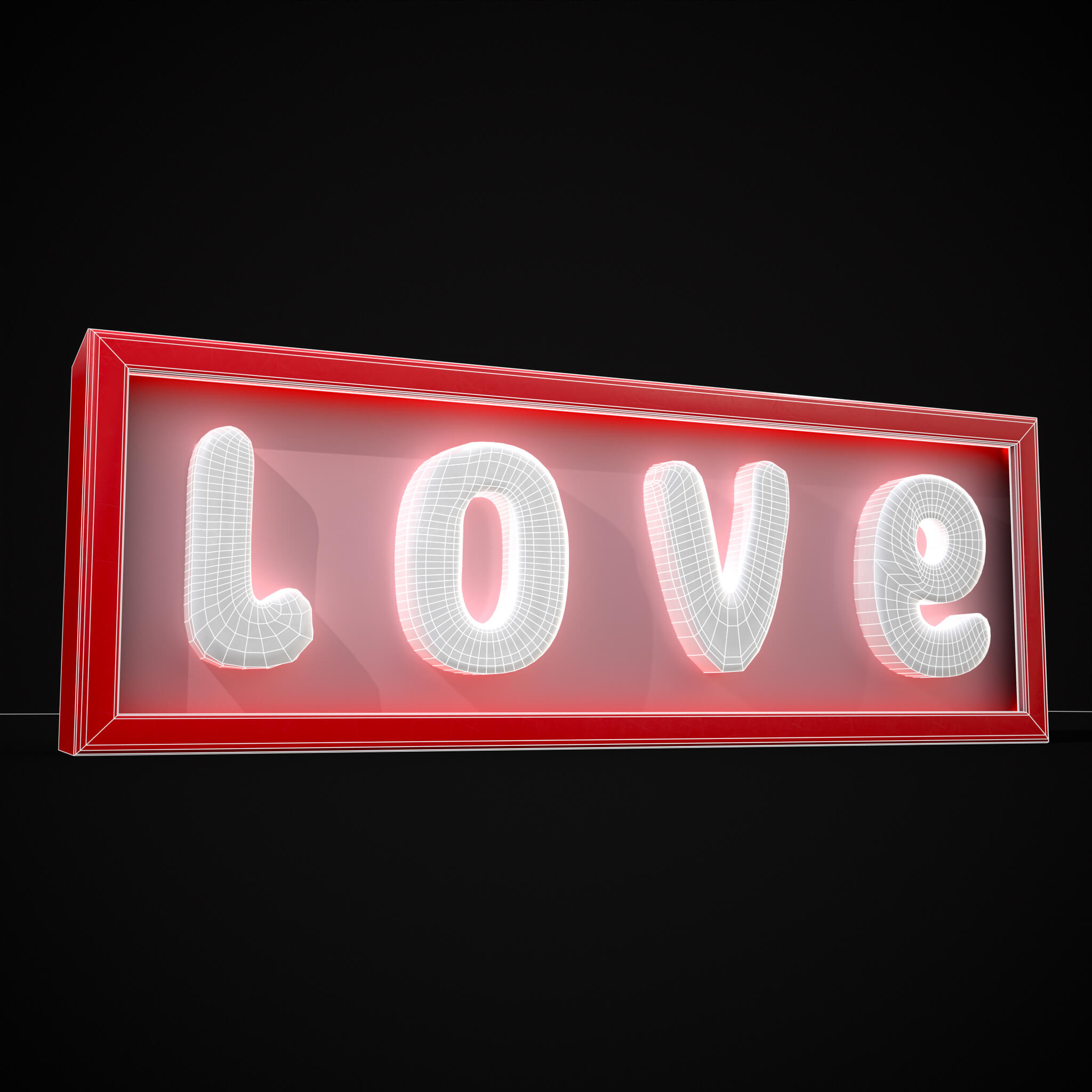 Glowing Wooden Love Sign - 3D Model by Get Dead Entertainment