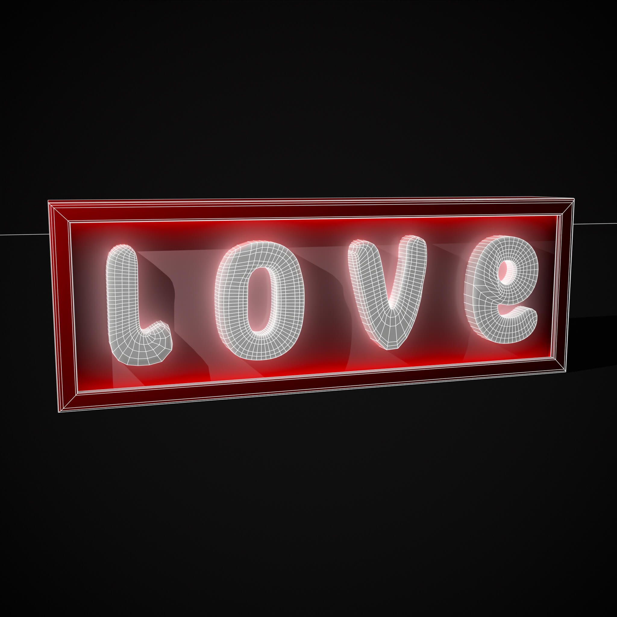 Glowing Wooden Love Sign - 3D Model by Get Dead Entertainment