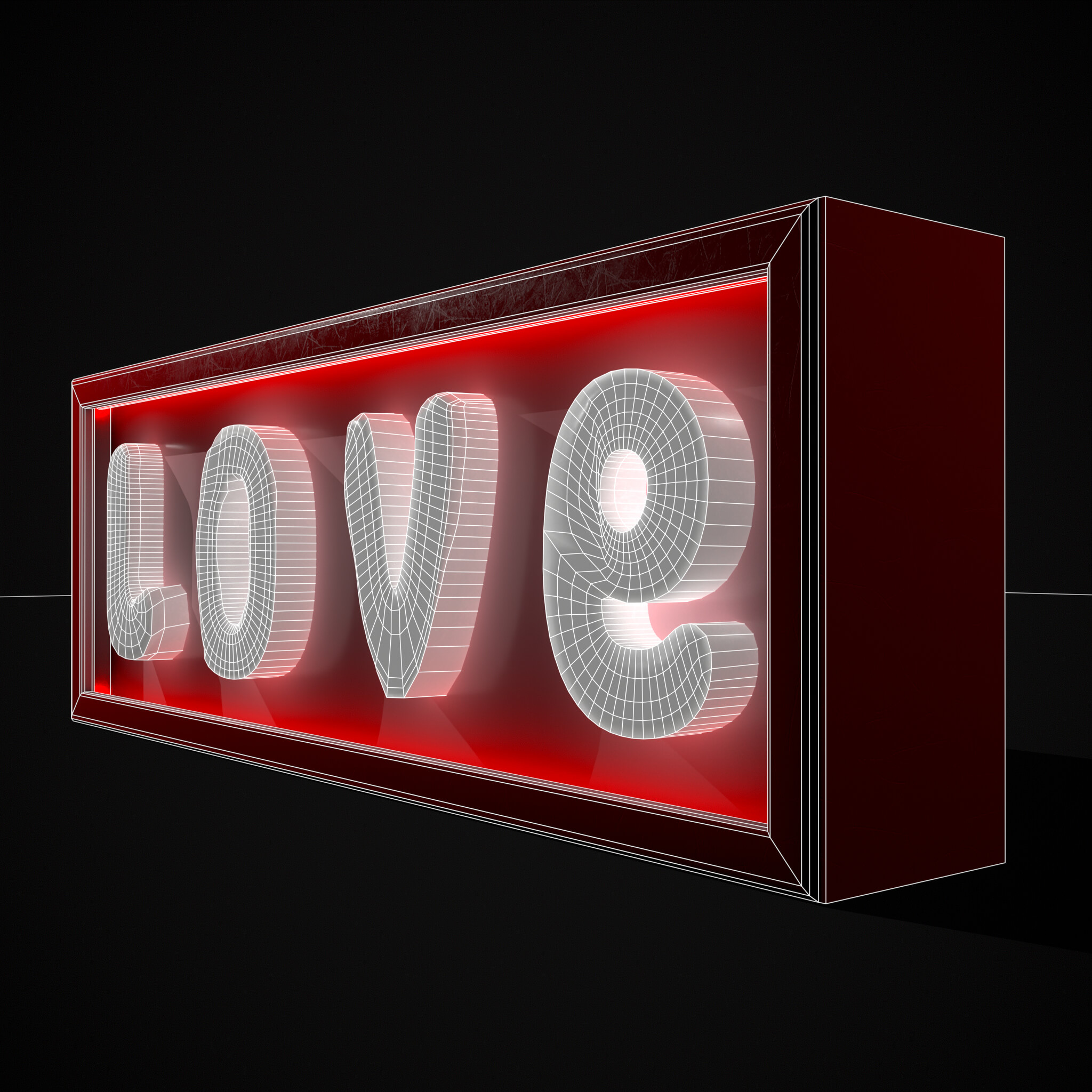 Glowing Wooden Love Sign - 3D Model by Get Dead Entertainment