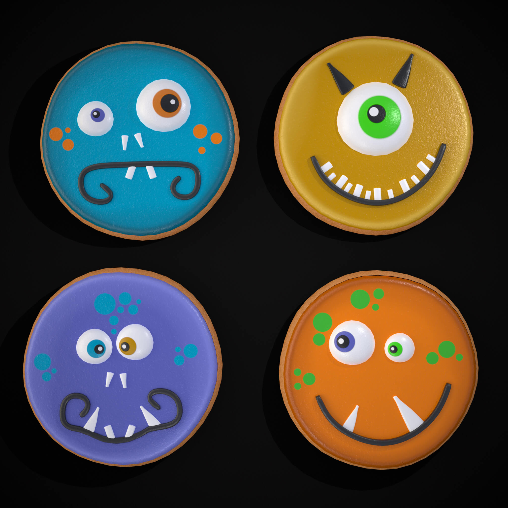 Goofy Circle Monster Cookies - Free 3D Model by Get Dead Entertainment