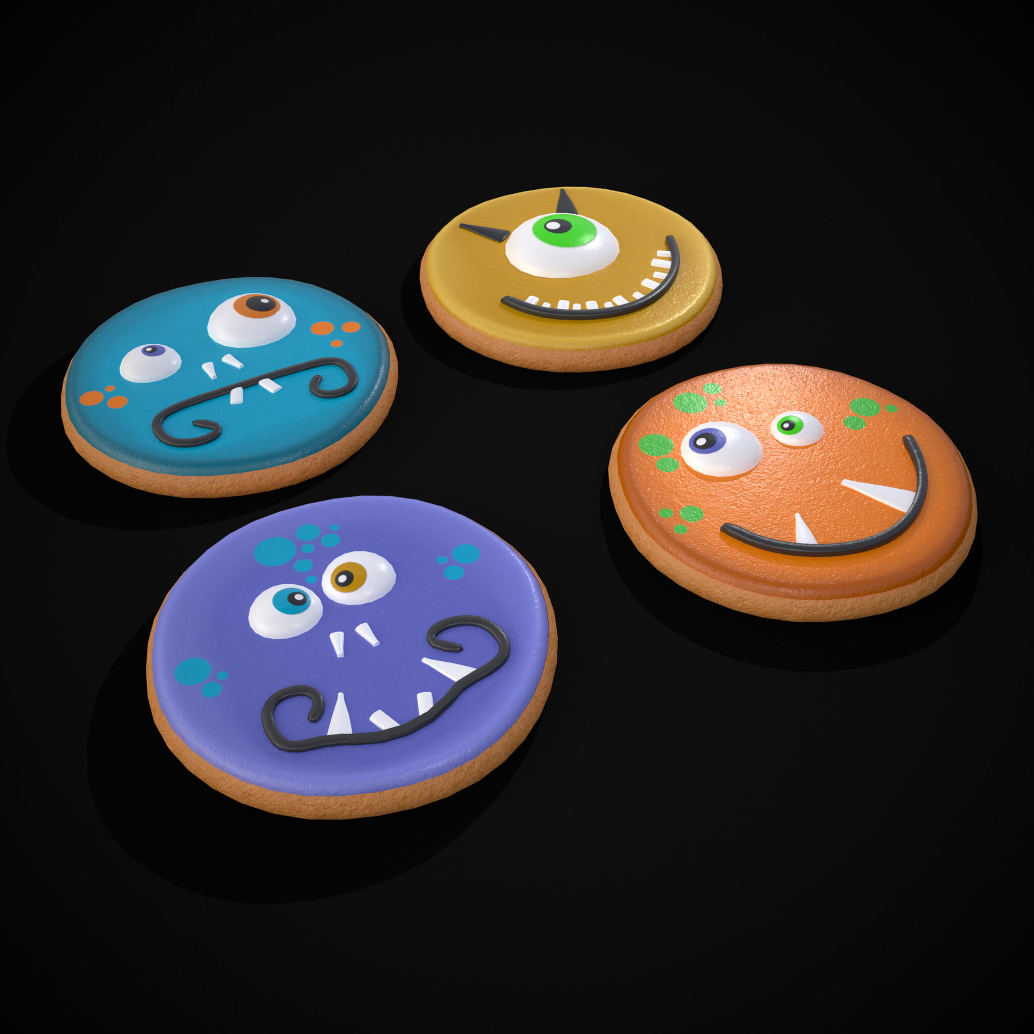 Goofy Circle Monster Cookies - Free 3D Model by Get Dead Entertainment