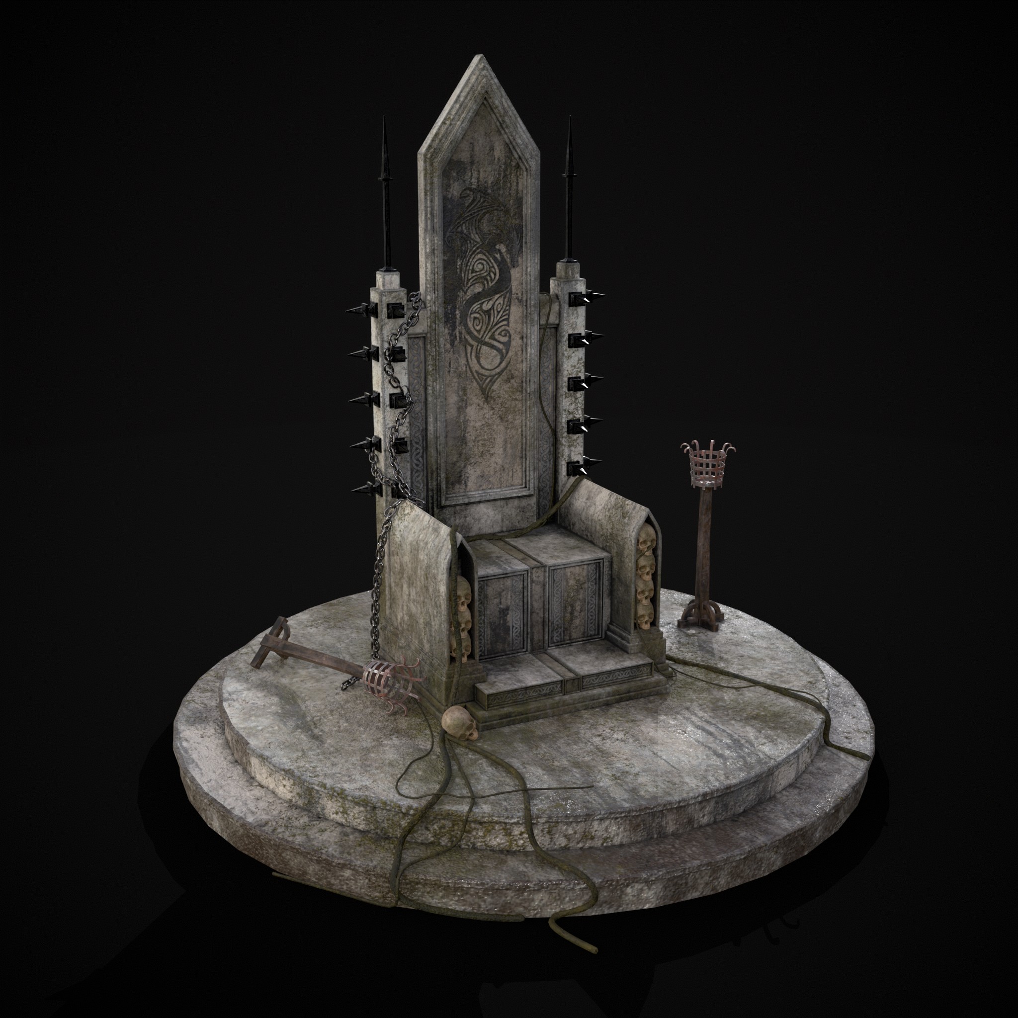 Gothic Crypt Stone Throne - 3D Model by Get Dead Entertainment