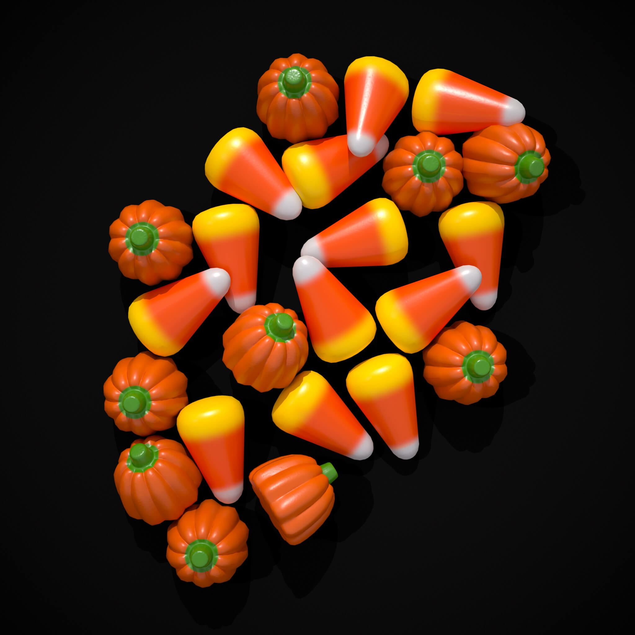 Halloween Candy Corn and Pumpkins - 3D Model by Get Dead Entertainment