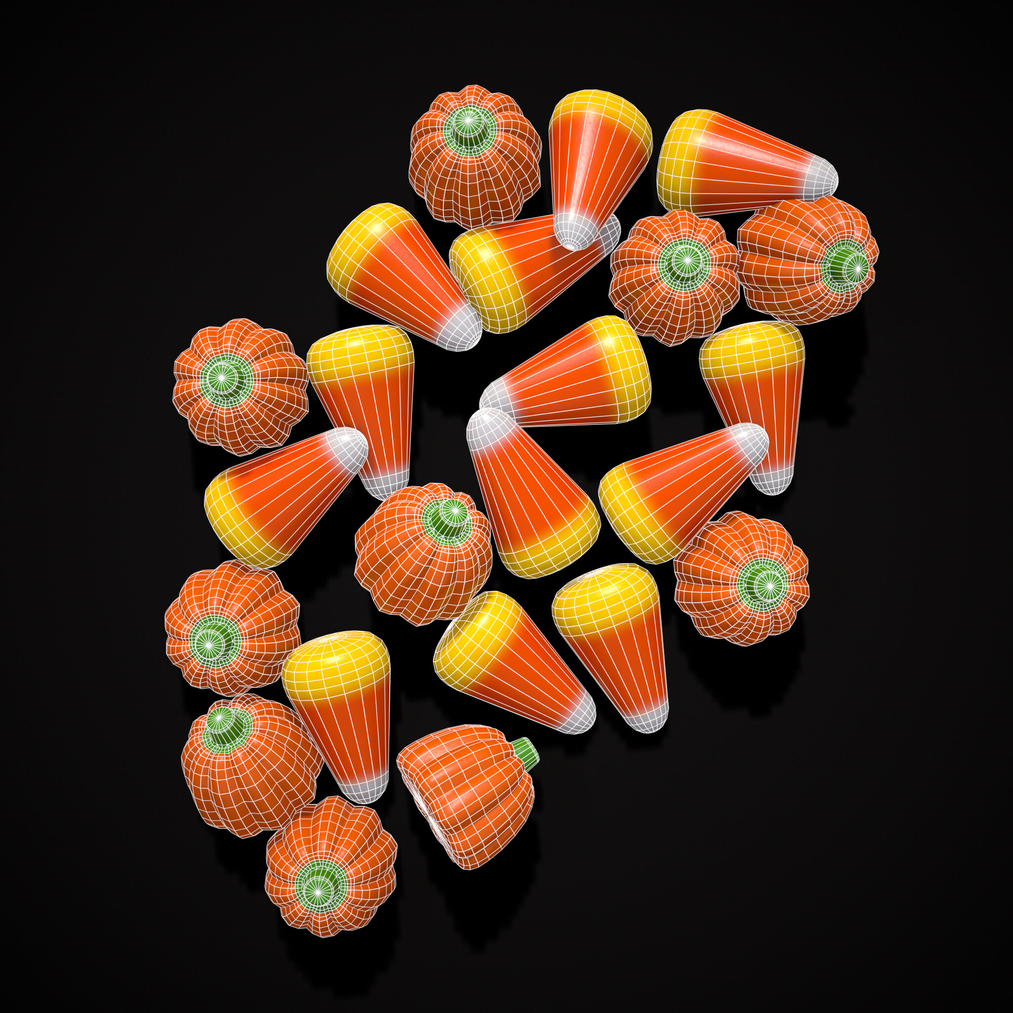 Halloween Candy Corn and Pumpkins - 3D Model by Get Dead Entertainment