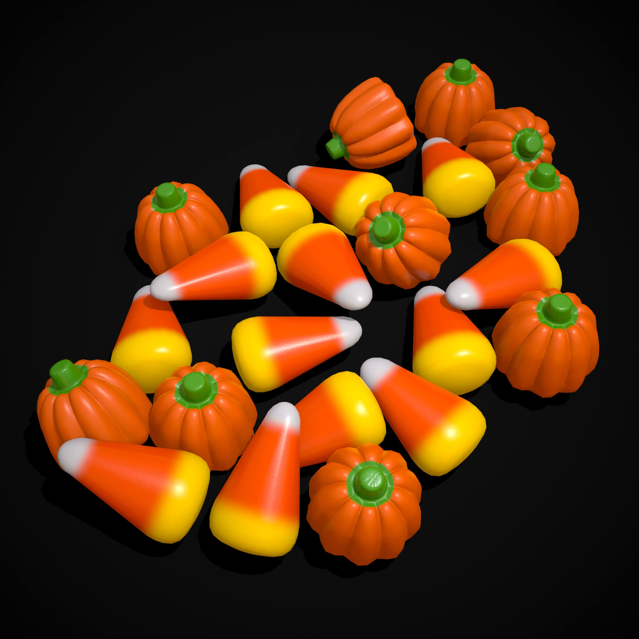 Halloween Candy Corn and Pumpkins - 3D Model by Get Dead Entertainment