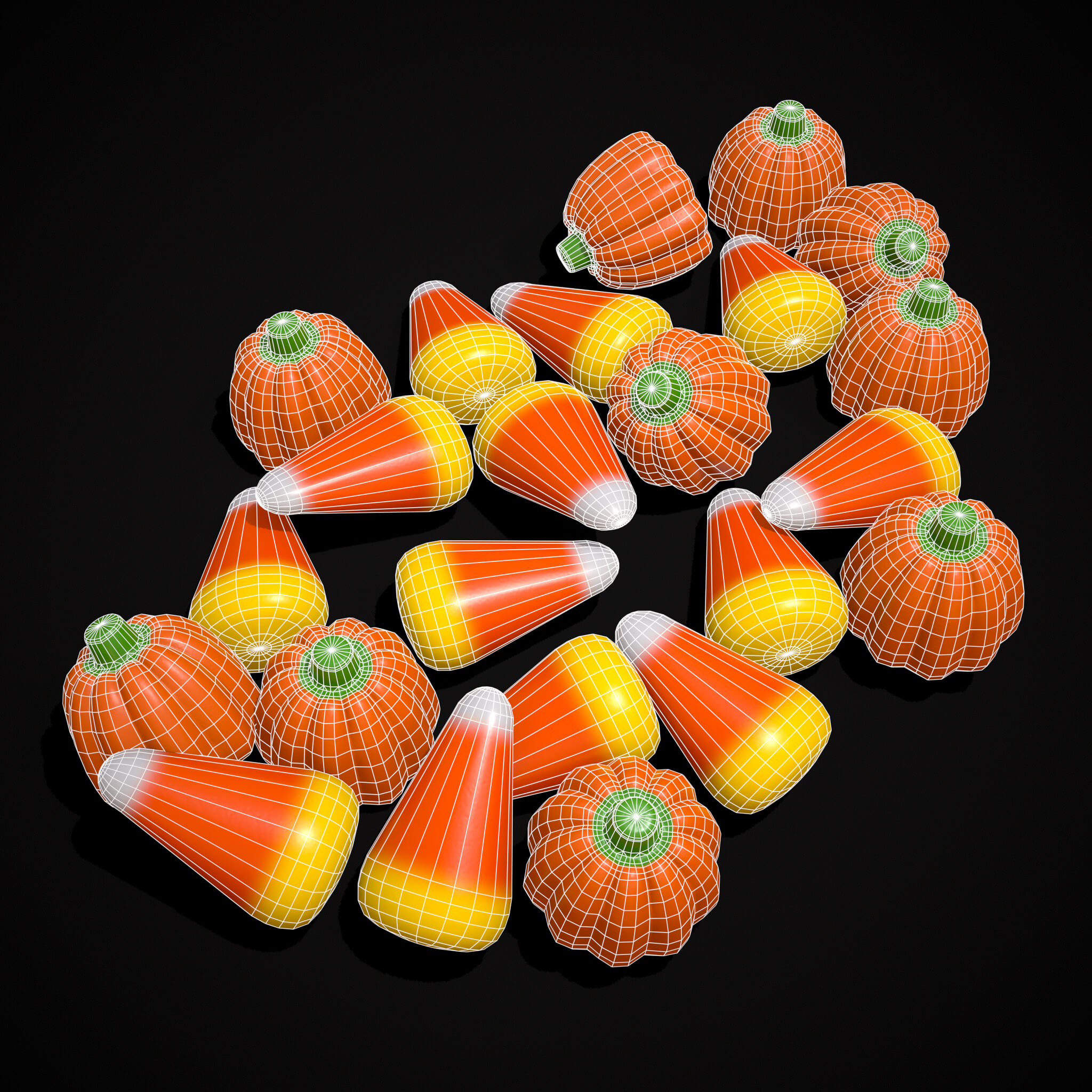 Halloween Candy Corn and Pumpkins - 3D Model by Get Dead Entertainment