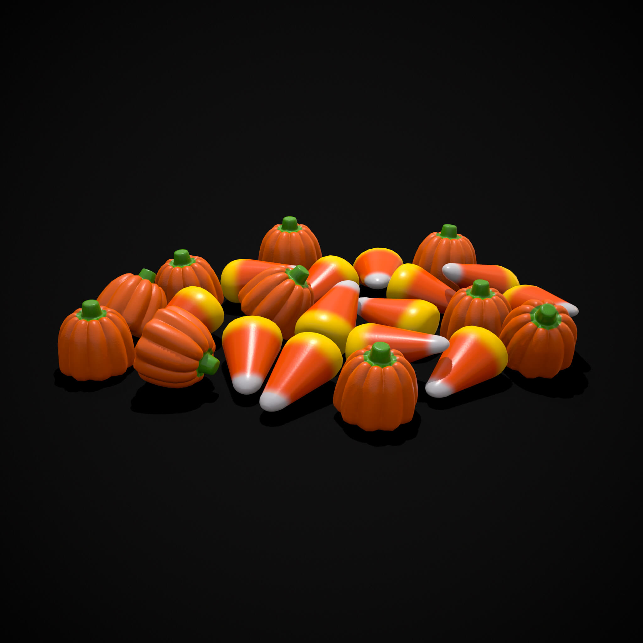 Halloween Candy Corn and Pumpkins - 3D Model by Get Dead Entertainment