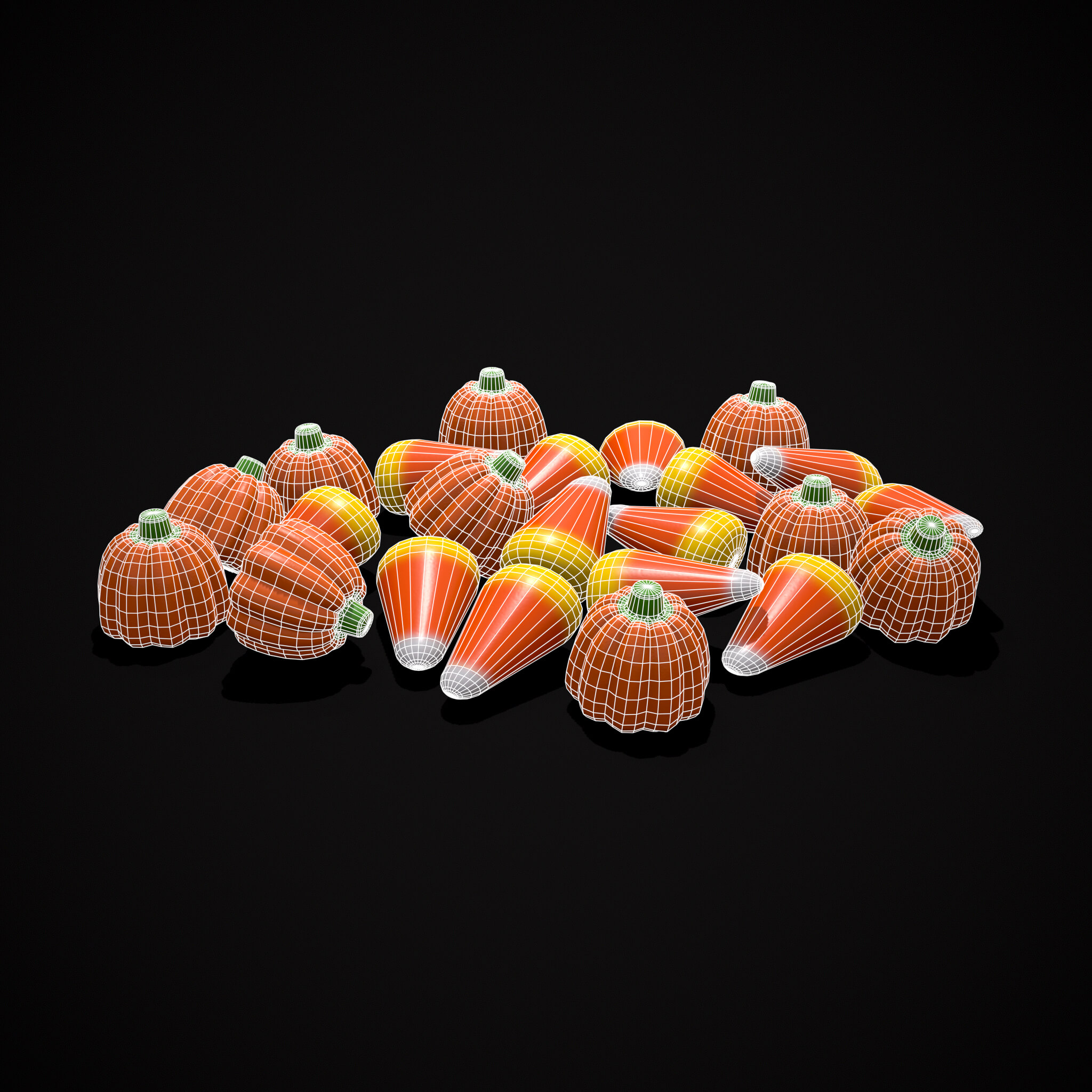 Halloween Candy Corn and Pumpkins - 3D Model by Get Dead Entertainment