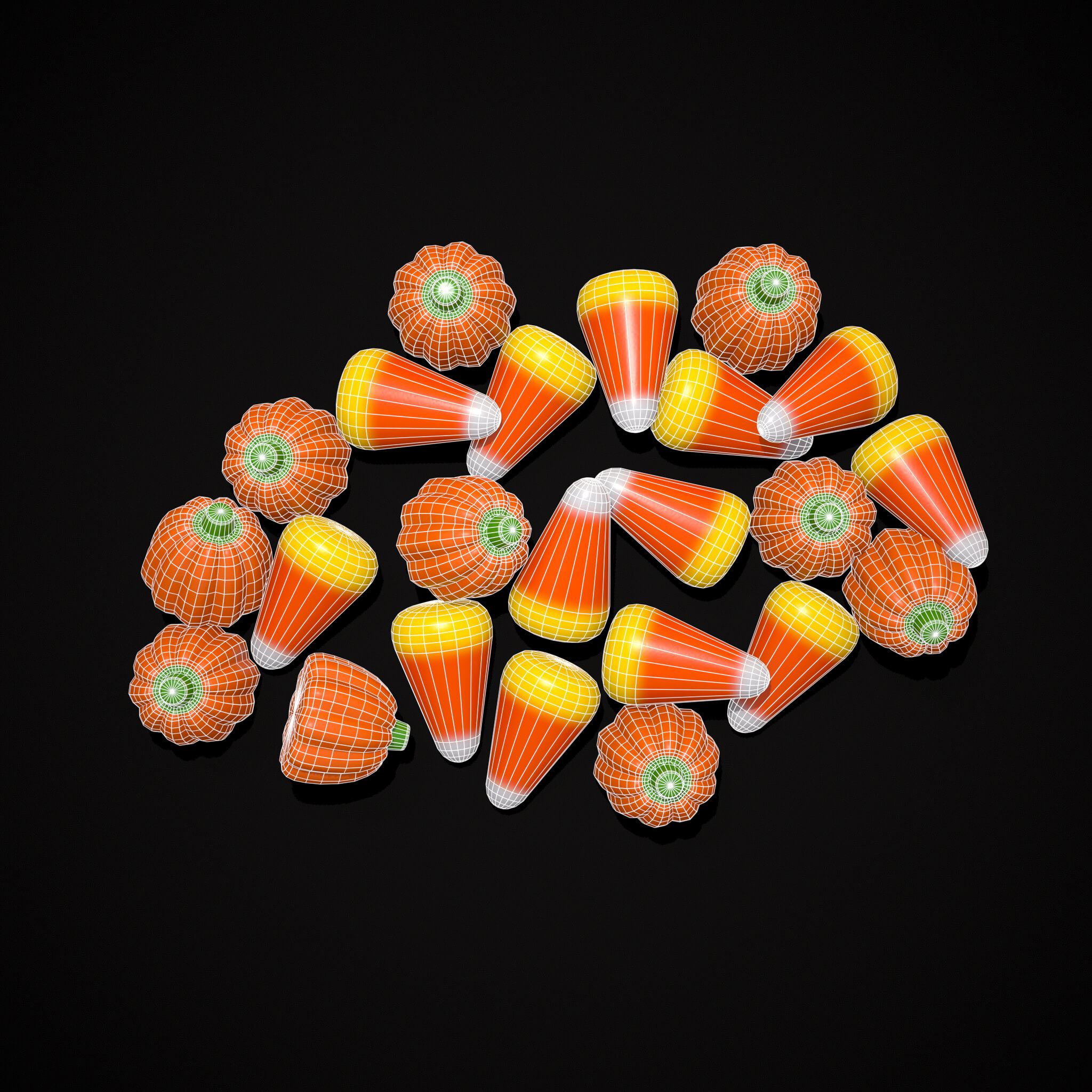 Halloween Candy Corn and Pumpkins - 3D Model by Get Dead Entertainment