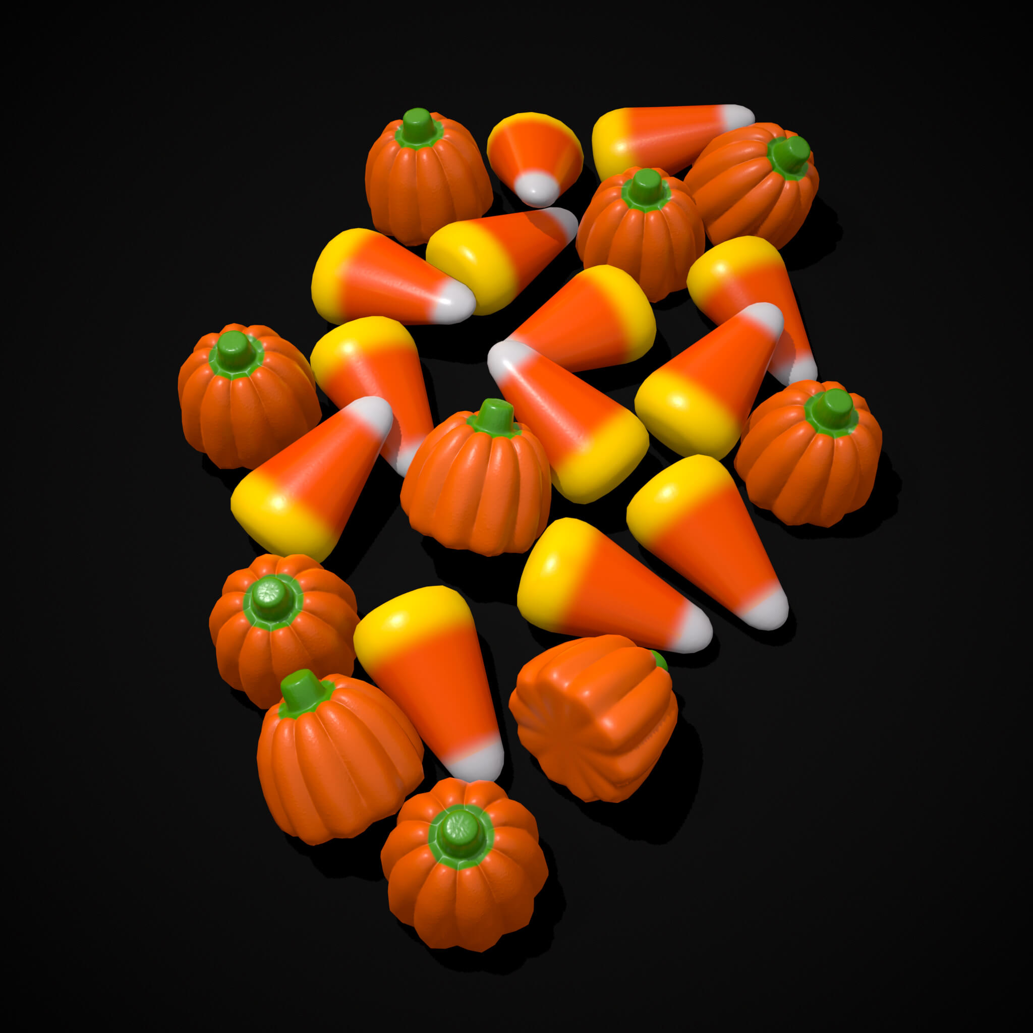 Halloween Candy Corn and Pumpkins - 3D Model by Get Dead Entertainment