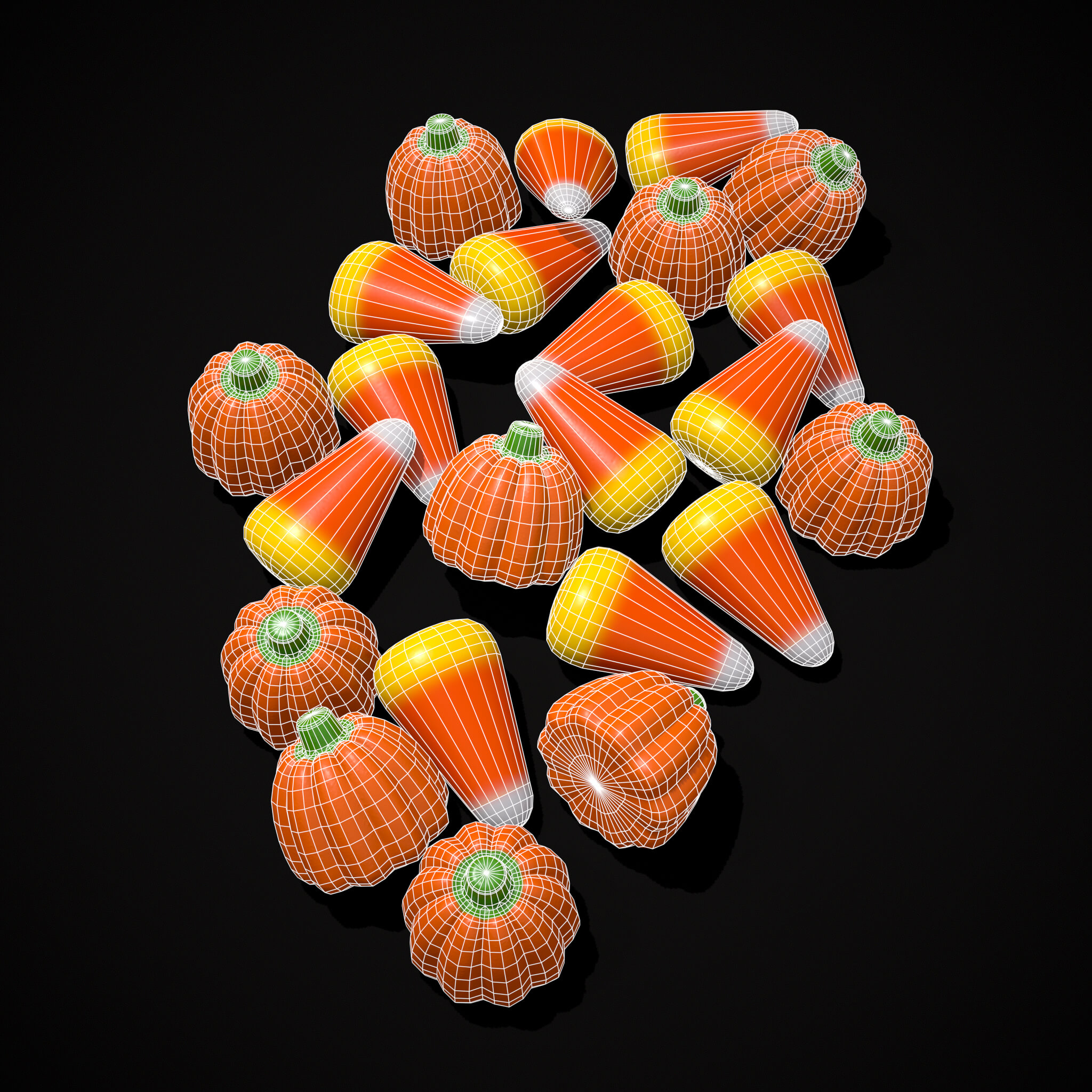 Halloween Candy Corn and Pumpkins - 3D Model by Get Dead Entertainment