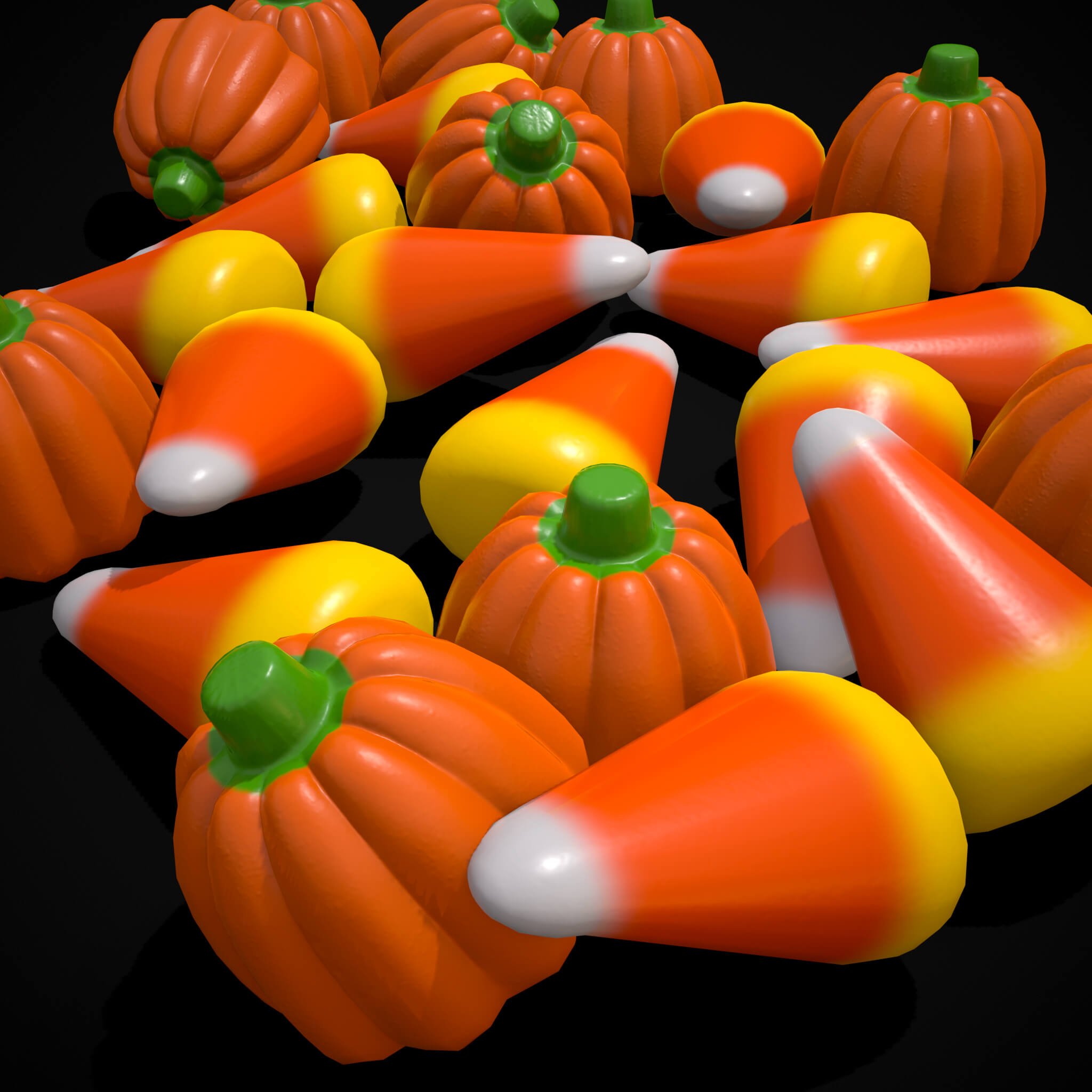 Halloween Candy Corn and Pumpkins - 3D Model by Get Dead Entertainment