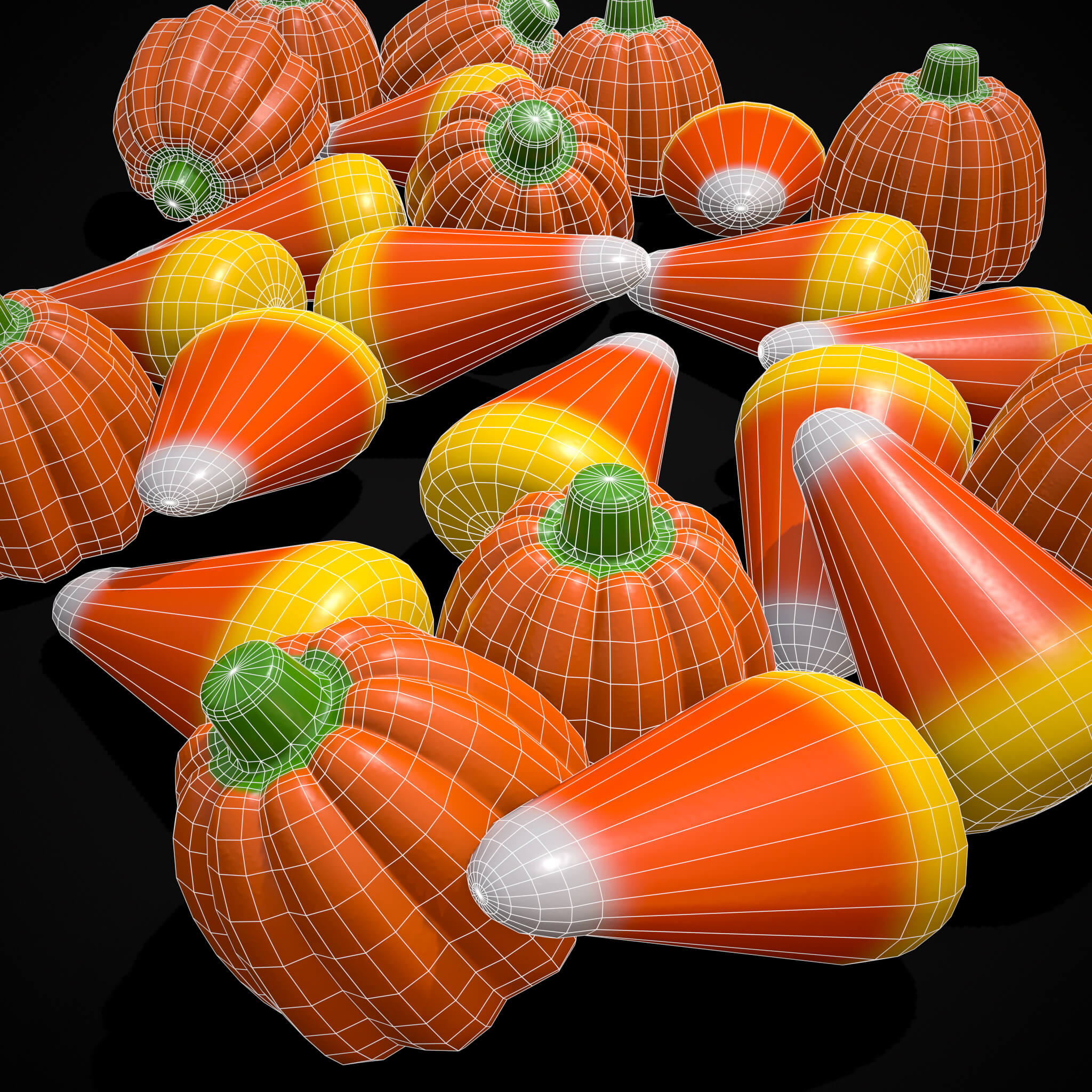 Halloween Candy Corn and Pumpkins - 3D Model by Get Dead Entertainment