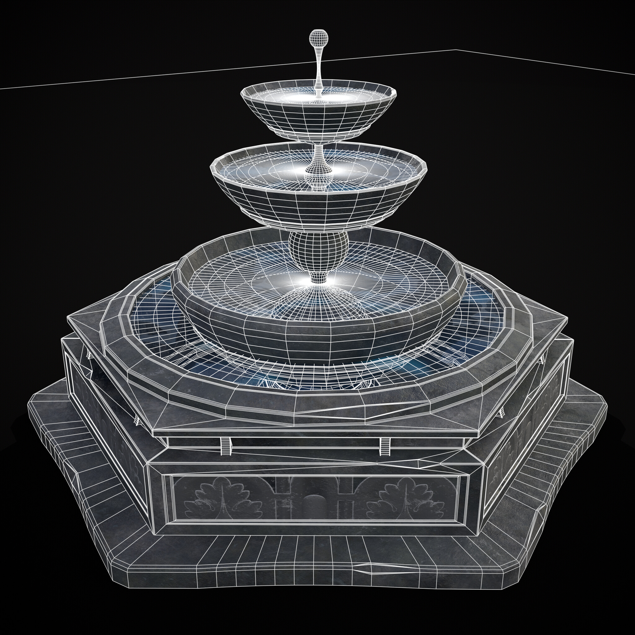 Hexagon Multi Level Fountain - 3D Model by Get Dead Entertainment