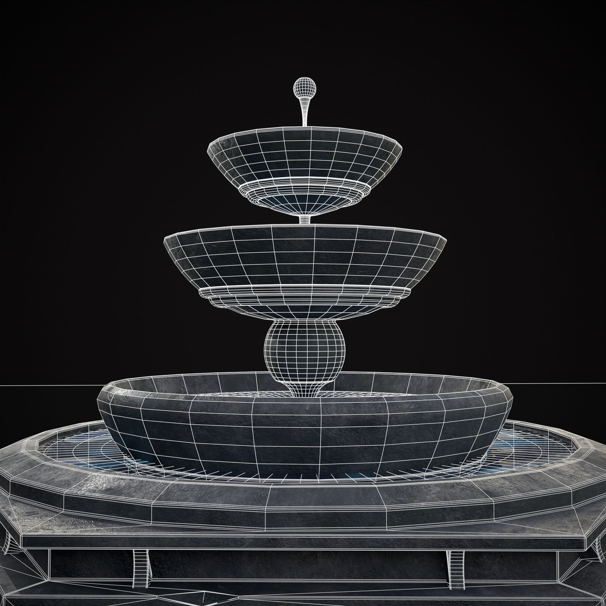 Hexagon Multi Level Fountain - 3D Model by Get Dead Entertainment