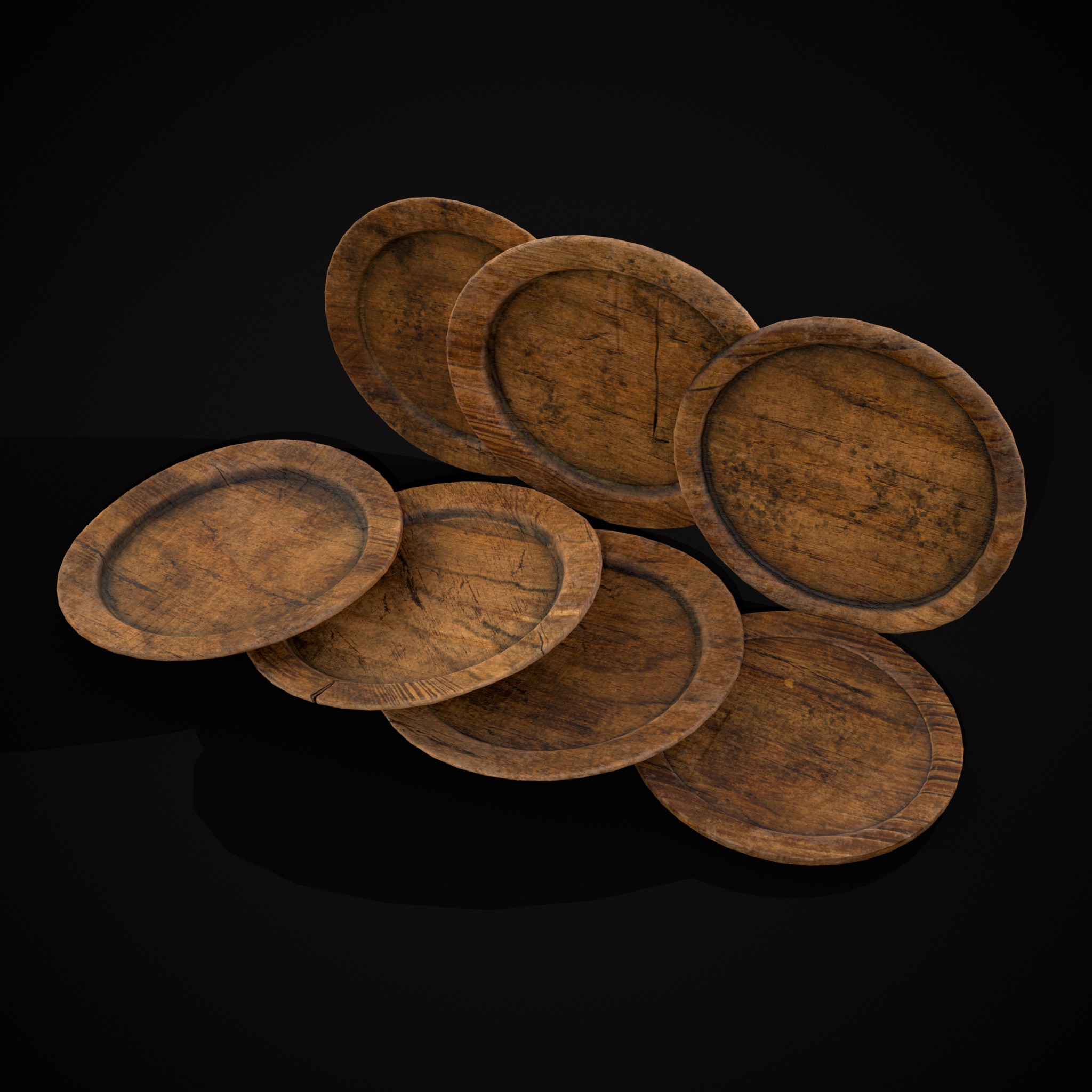 Large Rustic Wooden Plates - 3D Model by Get Dead Entertainment