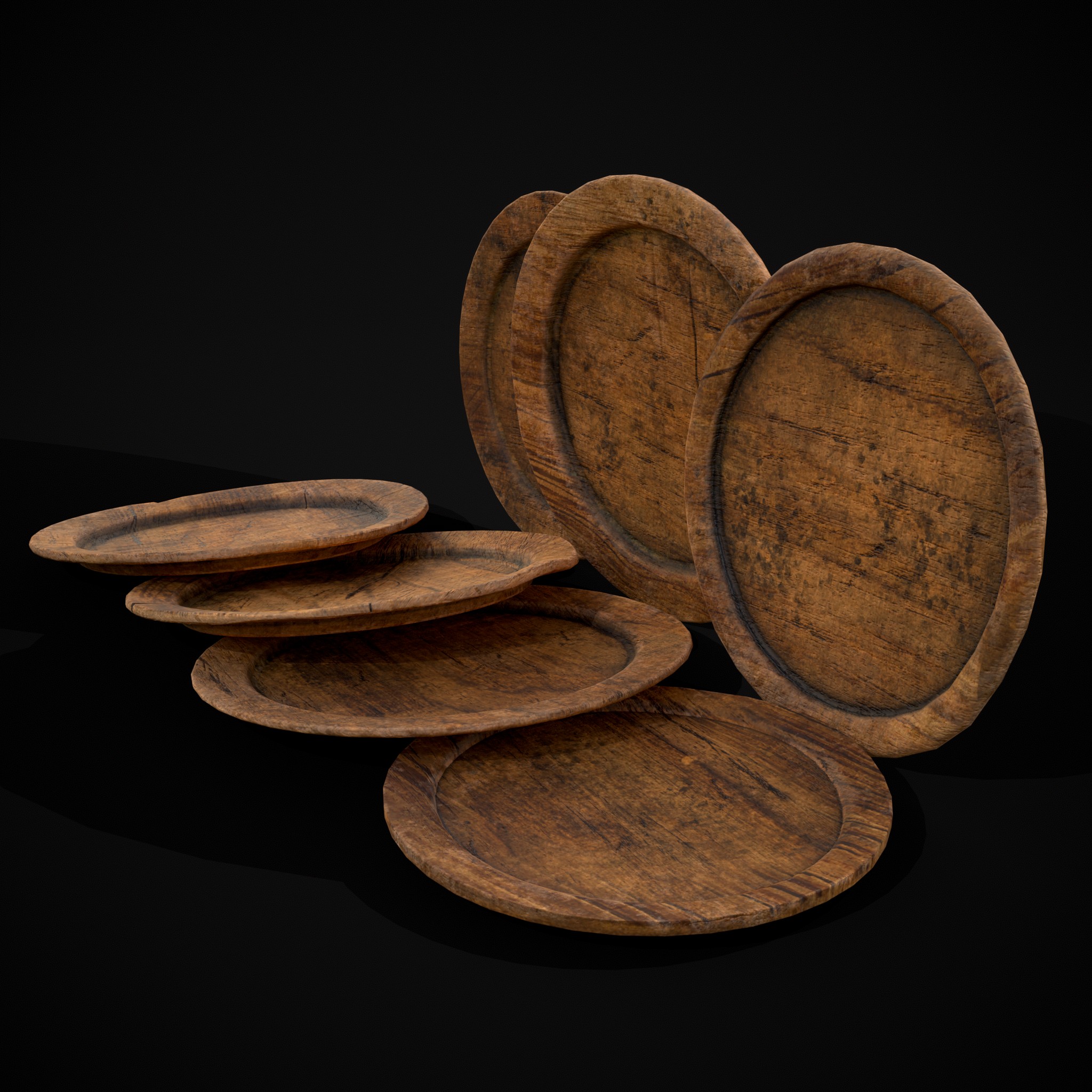 Large Rustic Wooden Plates - 3D Model by Get Dead Entertainment