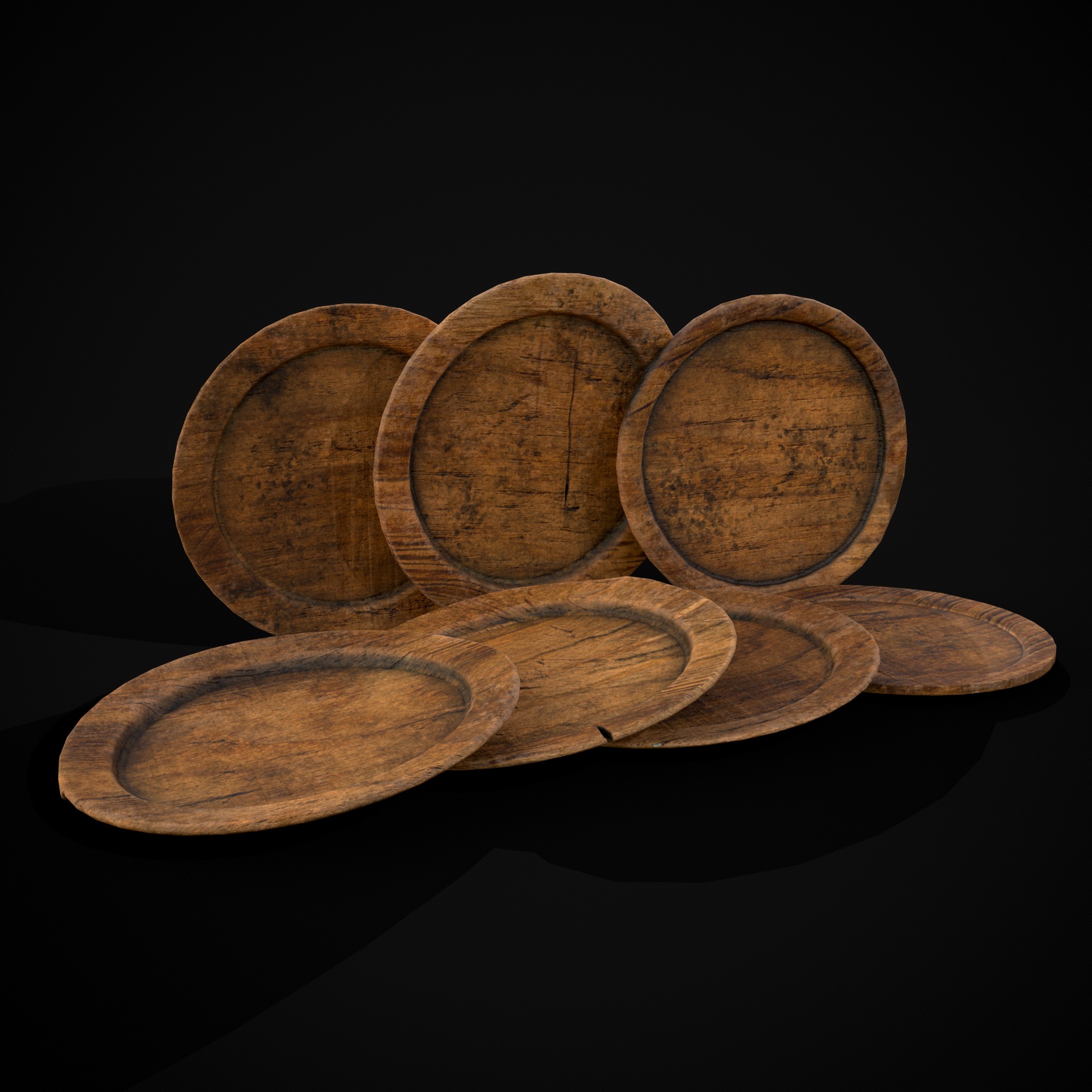 Large Rustic Wooden Plates - 3D Model by Get Dead Entertainment